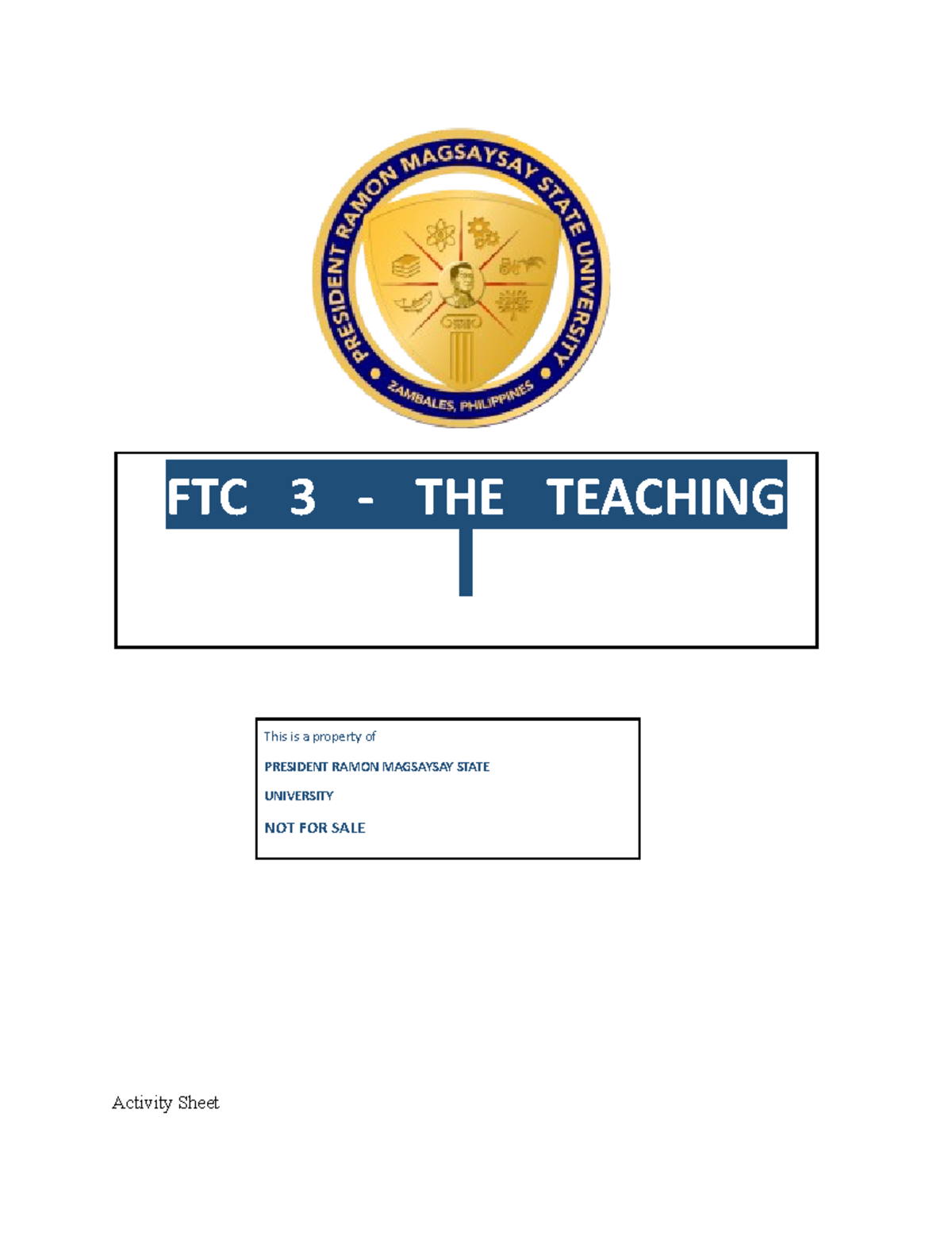 FTC 3 - Activity 6 - module - FTC 3 - THE TEACHING PROFESSION This is a ...