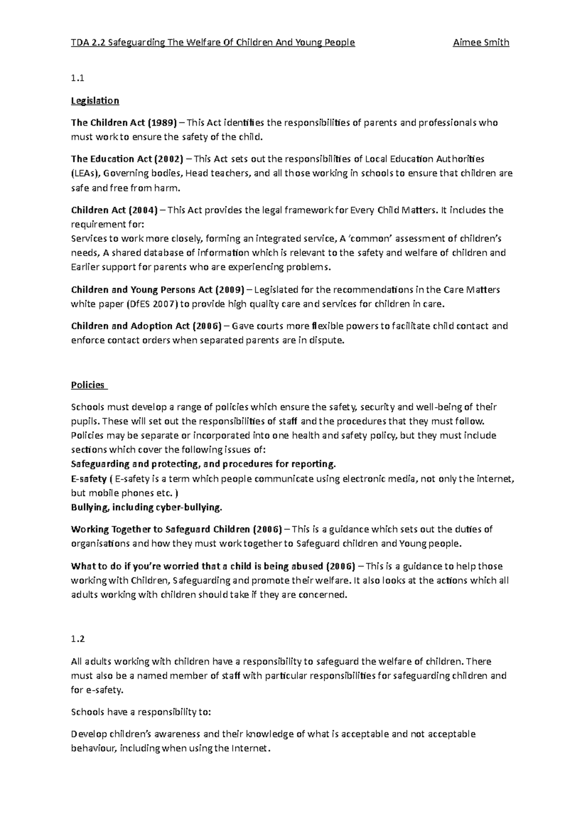 Safeguarding Assignment - 5FD507 - Derby - Studocu