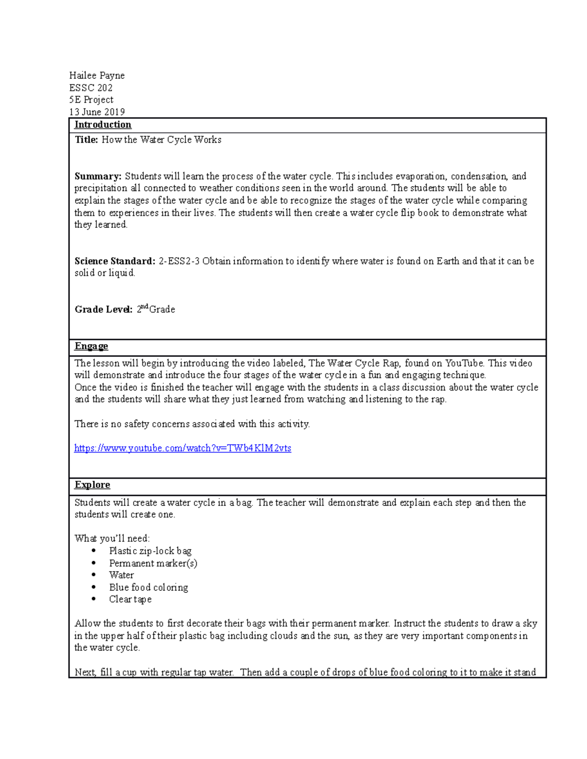 5E lesson plan - ESSC 107 - EMU - Studocu