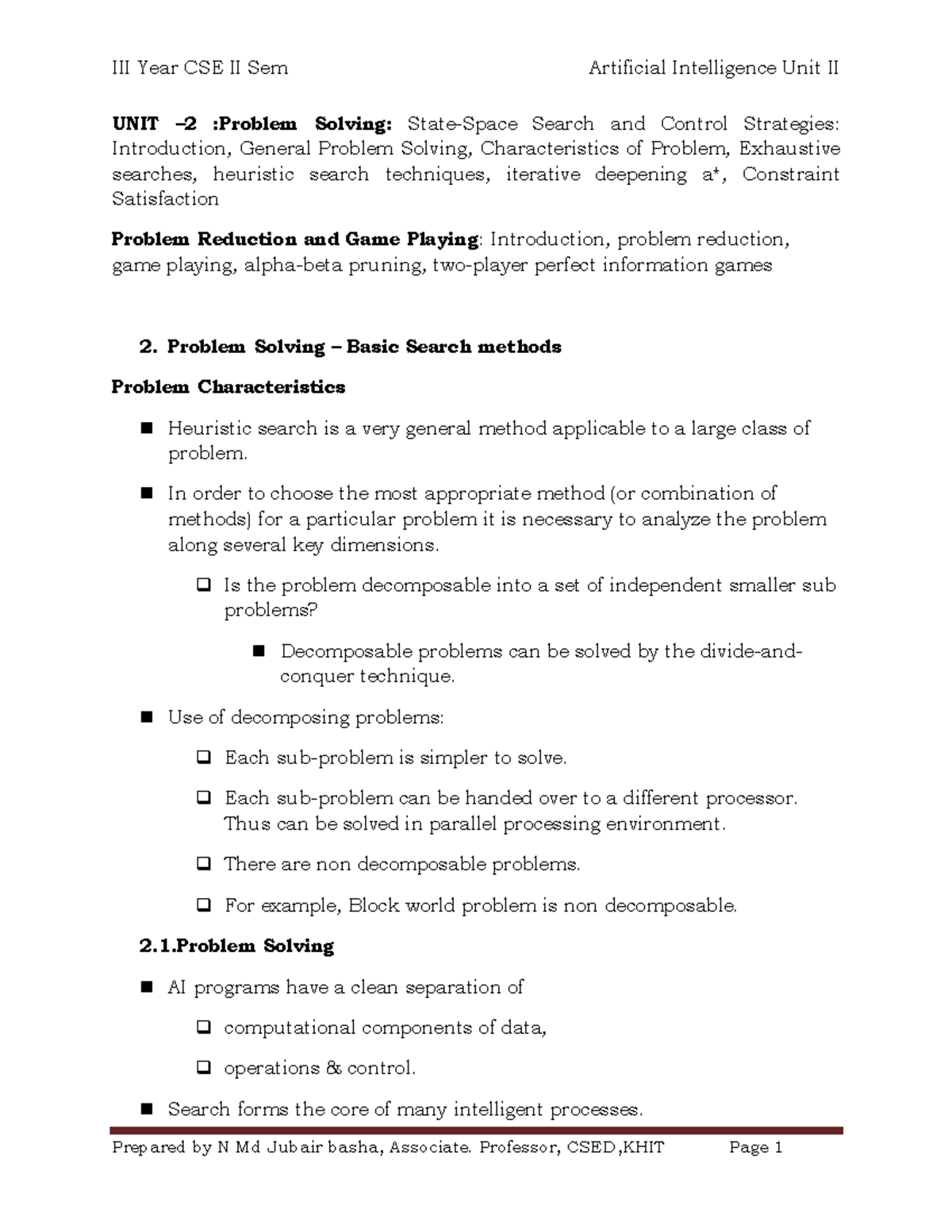 AI UNIT-2 - Reading - UNIT – 2 :Problem Solving: State-Space Search and Control Strategies ...