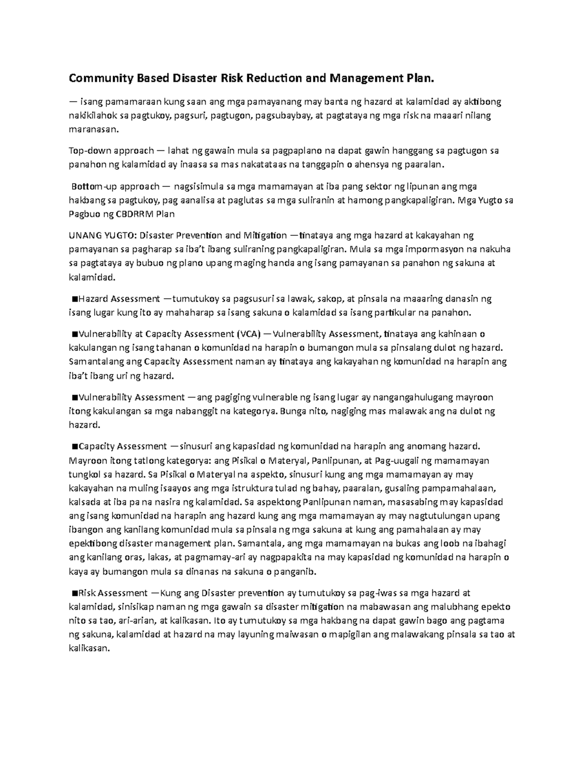 Cbdrrm PLAN - CAN HELP - Community Based Disaster Risk Reduction and ...