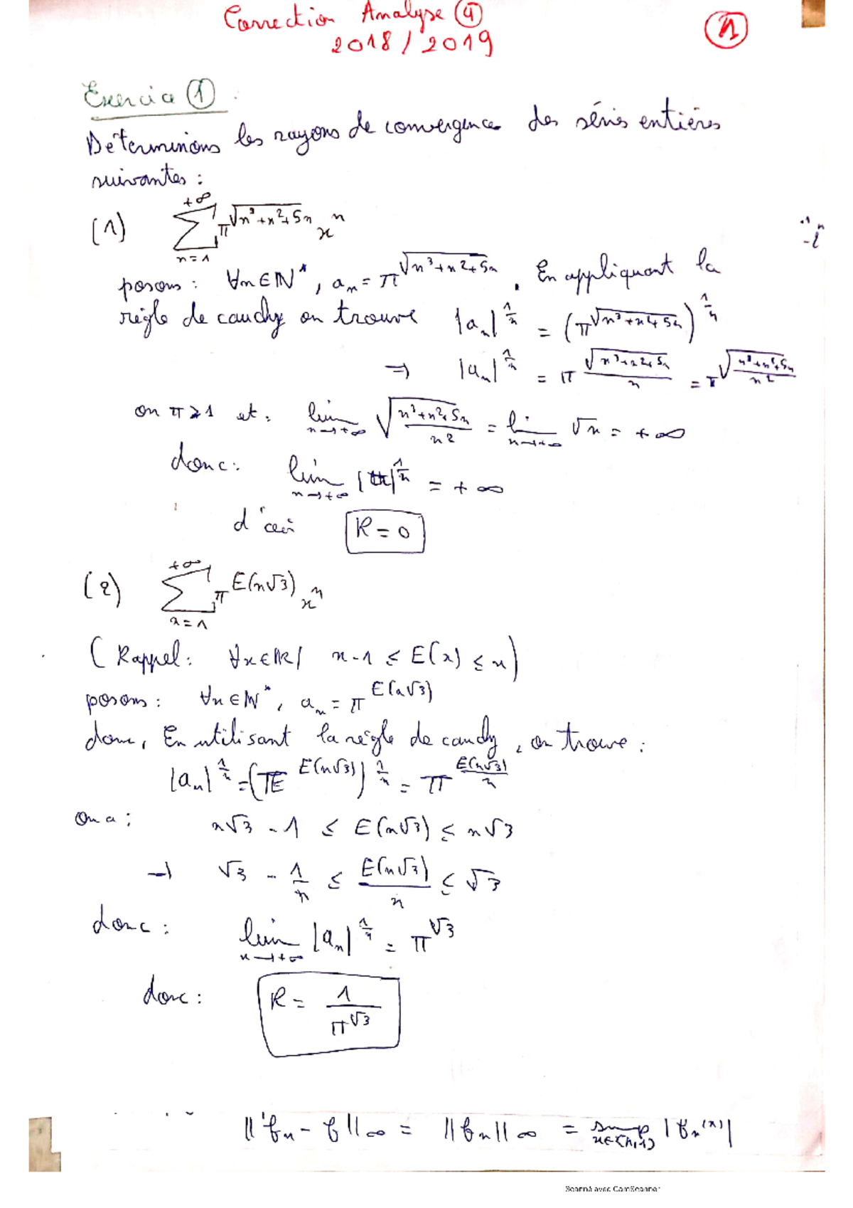 2018-2019 correction d examen - Analyse 2 - Studocu