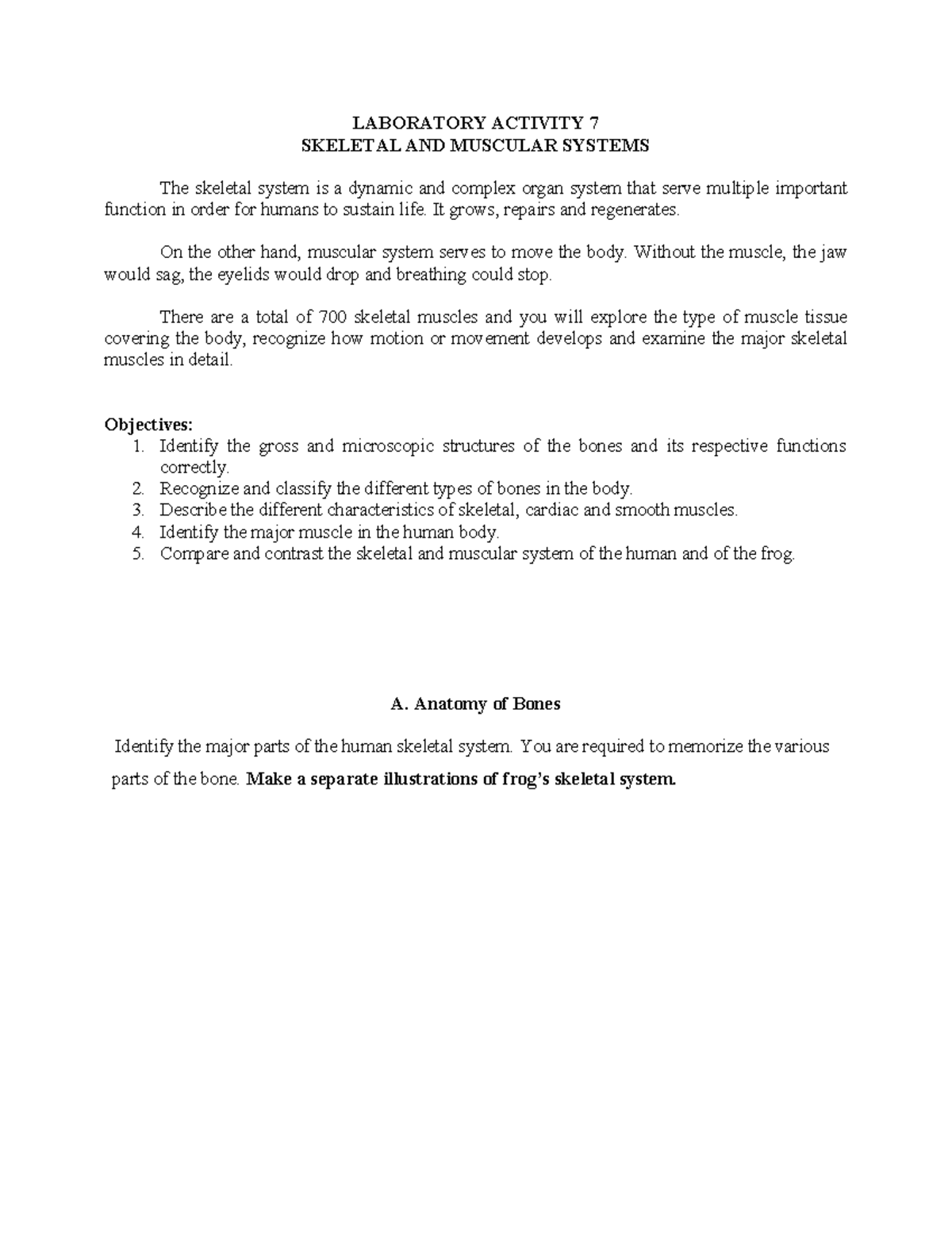 7 Skeletal AND Muscular - LABORATORY ACTIVITY 7 SKELETAL AND MUSCULAR ...