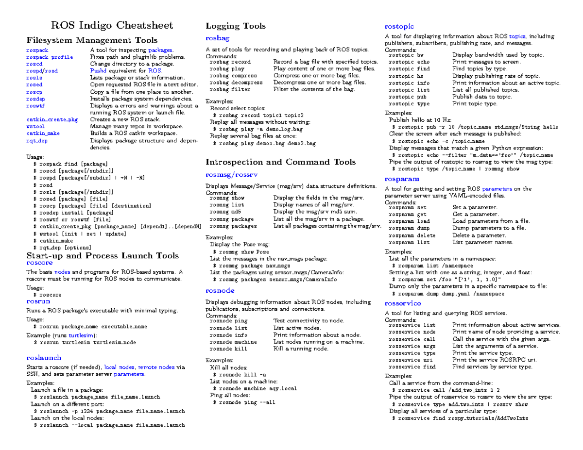 ROS Cheatsheet catkin - Open Source Robotics Foundation - 2015 - HUST ...