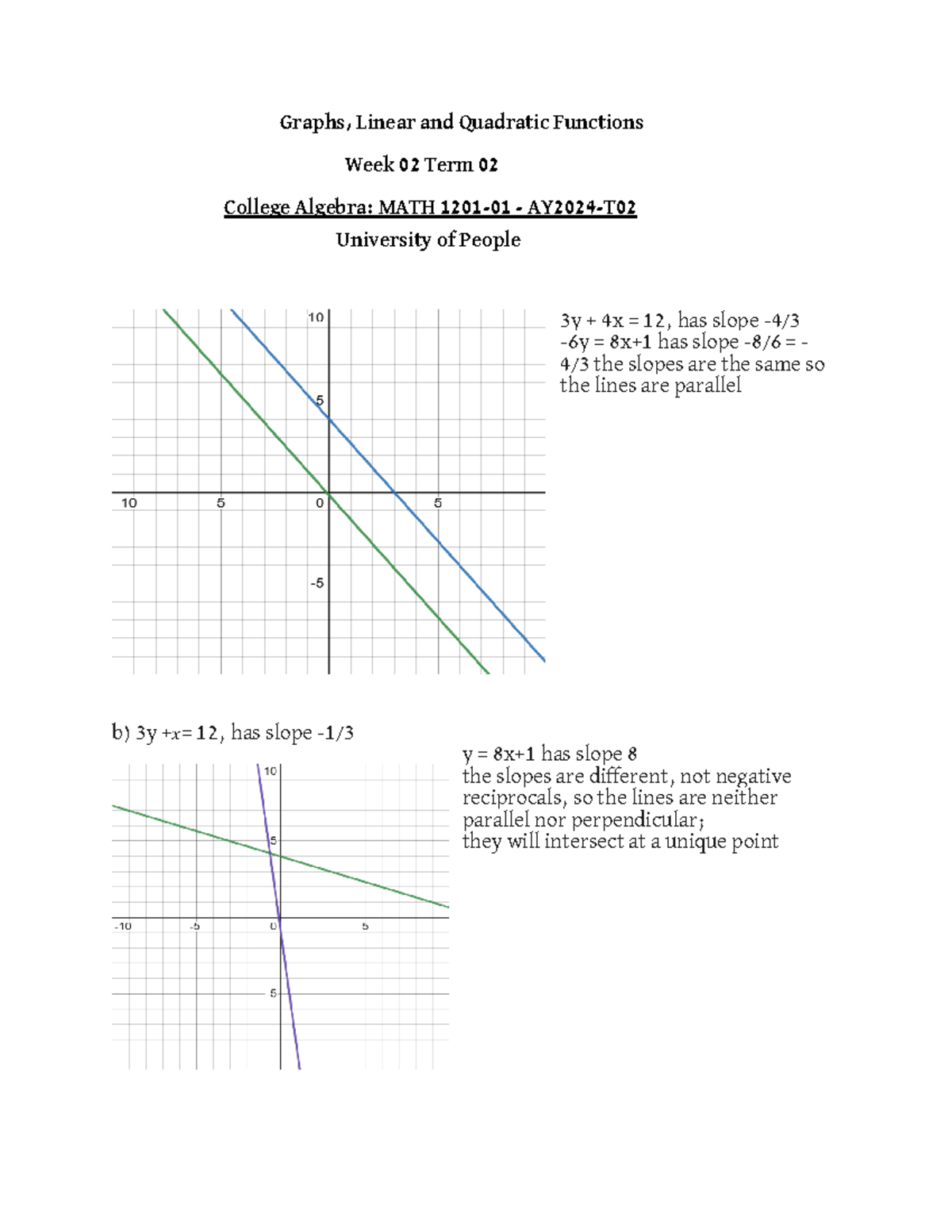 Graphs, Linear and Quadratic Functions Exercise - Graphs, Linear and ...