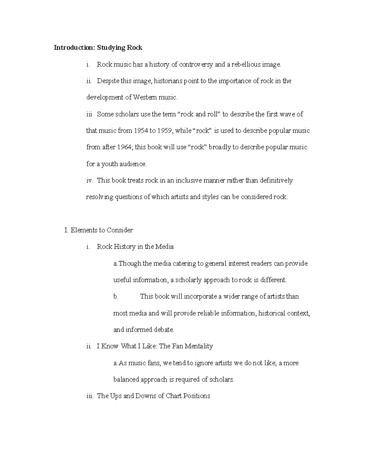 WTS5-Introduction-Outline - Introduction: Studying Rock i. Rock music ...