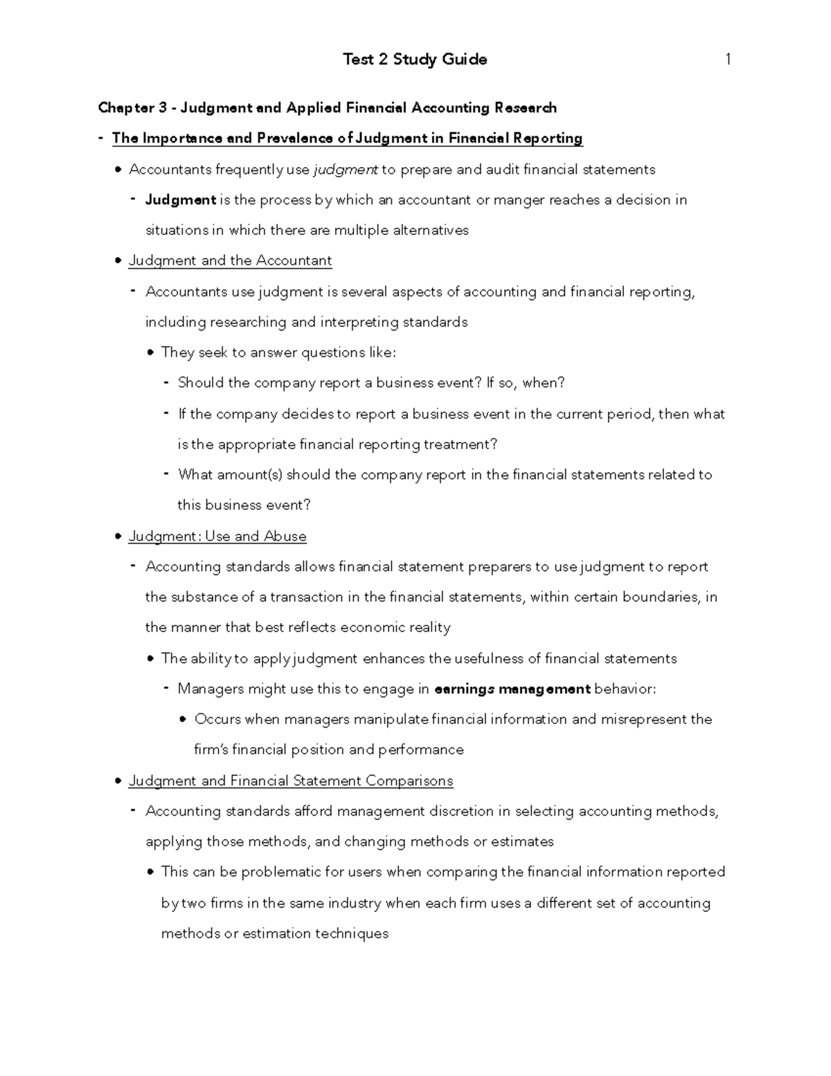 ACCT3311 exam 2 study guide - Chapter 3 - Judgment and Applied ...