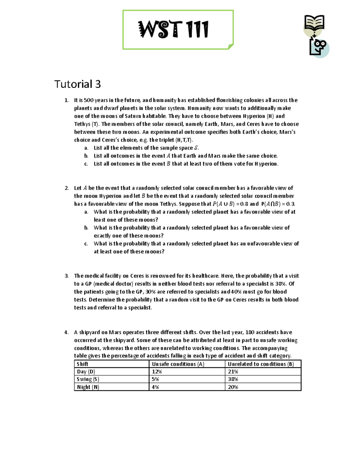 Tutorial 3 Tut Questions Tutorial 3 It Is 500 Years In The Future