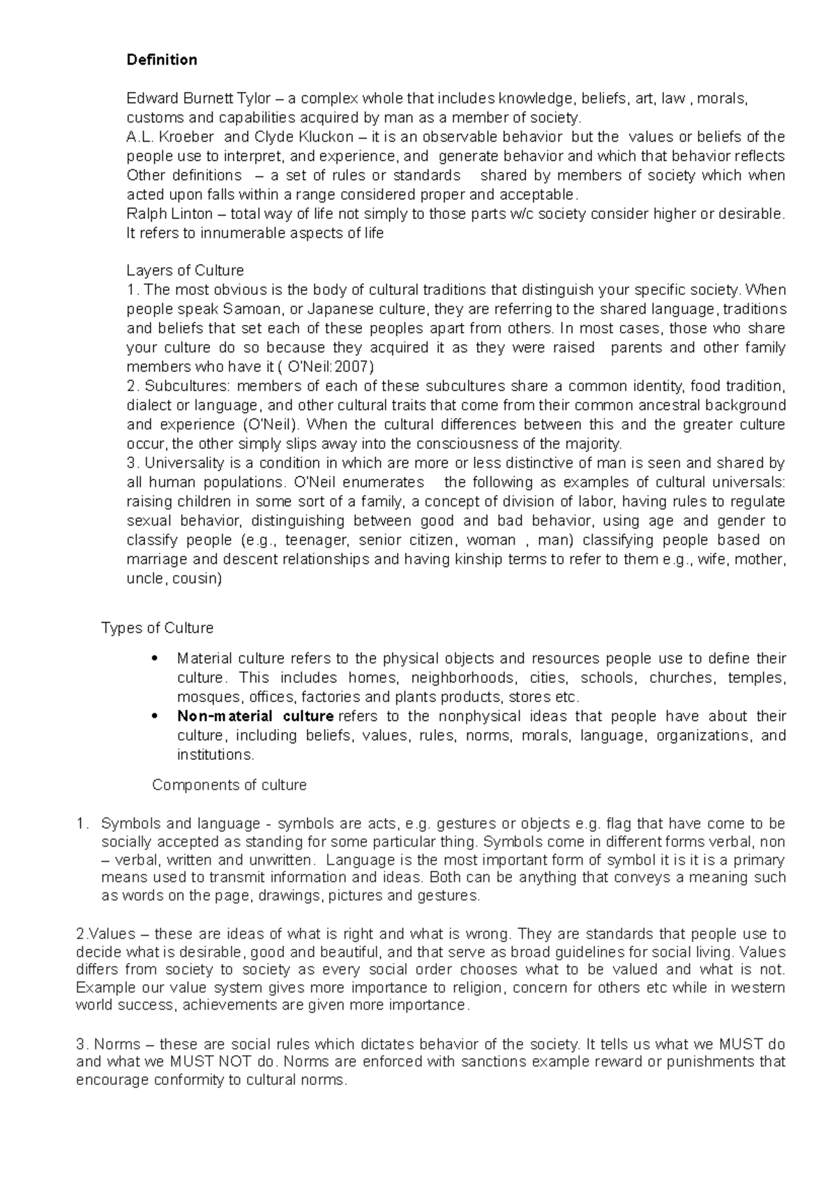 Module 3 Socio Concept - Definition Edward Burnett Tylor – a complex ...