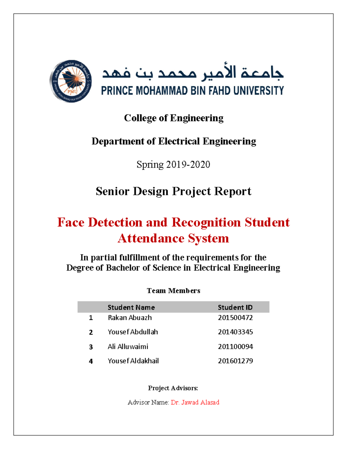 Face detection system report - College of Engineering Department of ...