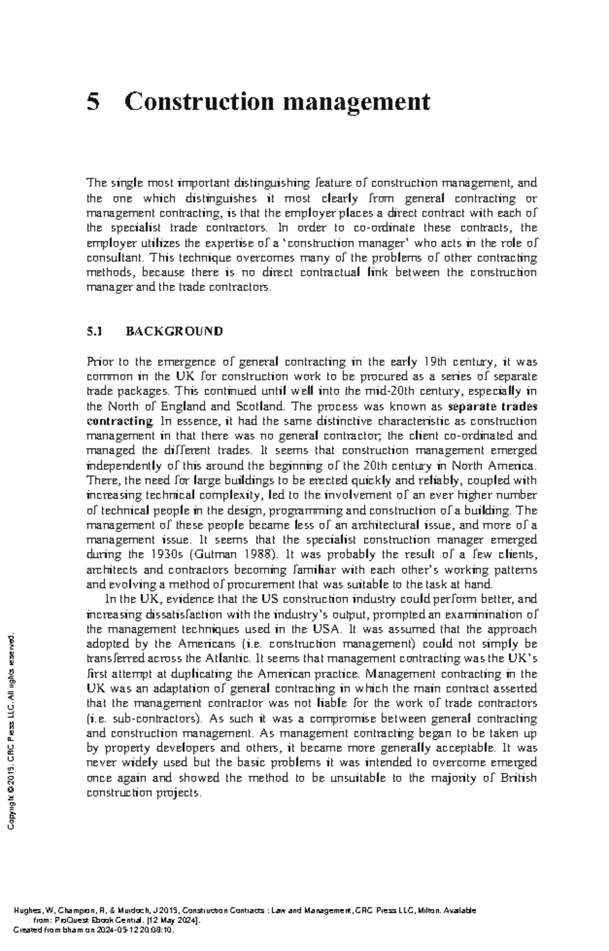 Construction Contracts Law and Management - (5 Construction management ...