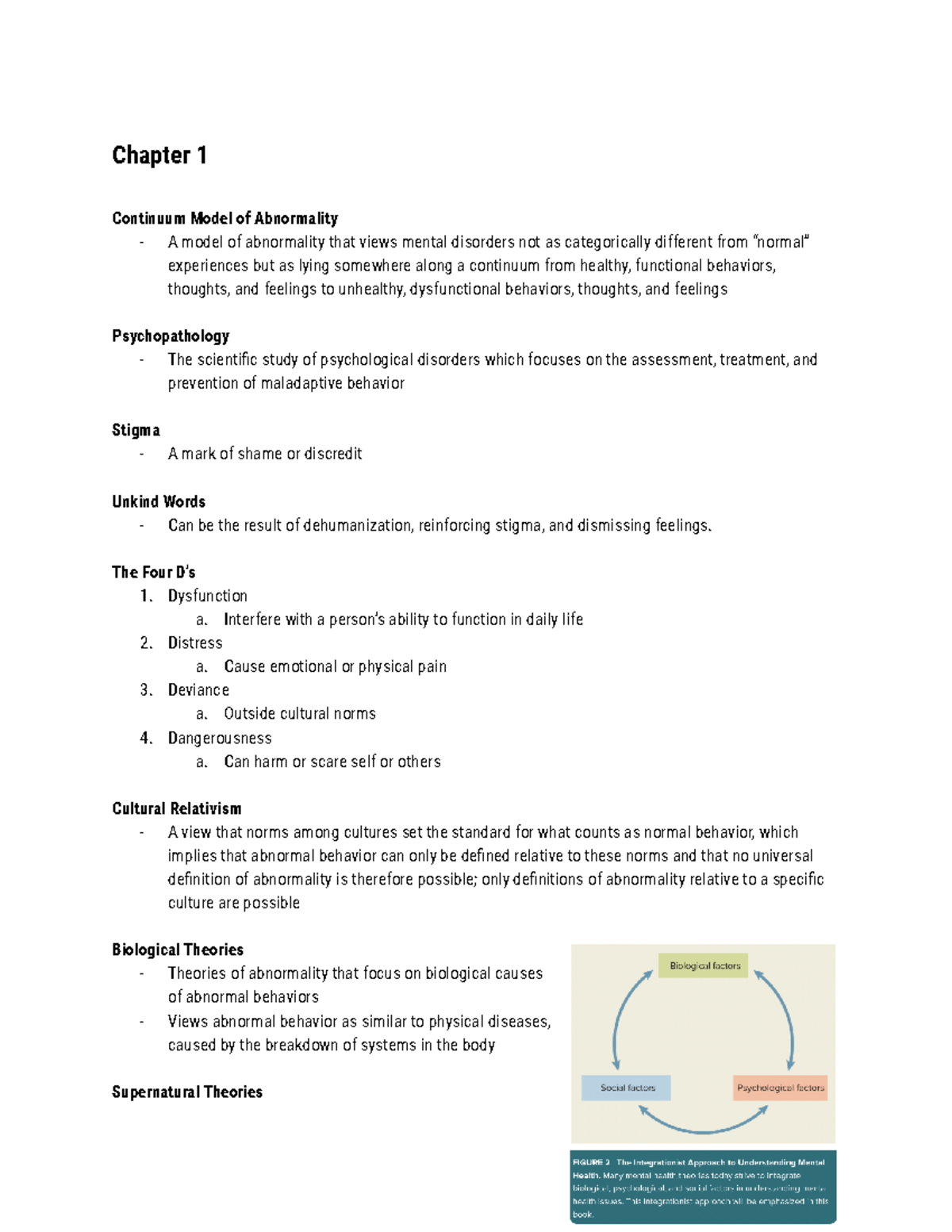Psych 212 - Units 1 and 2 - Chapter 1 Continuum Model of Abnormality ...