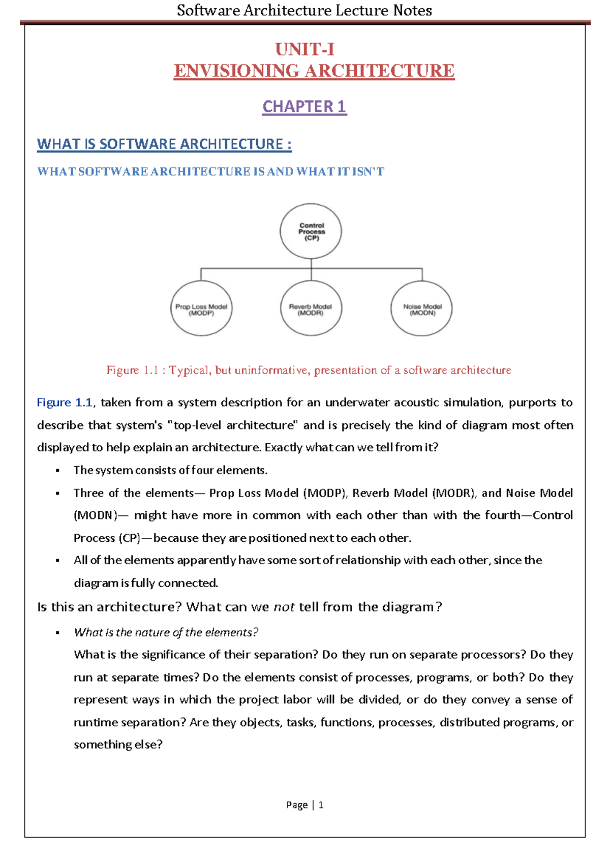 437351976 Unit i Sa Lecture Notes PDF - UNIT-I ENVISIONING ARCHITECTURE ...
