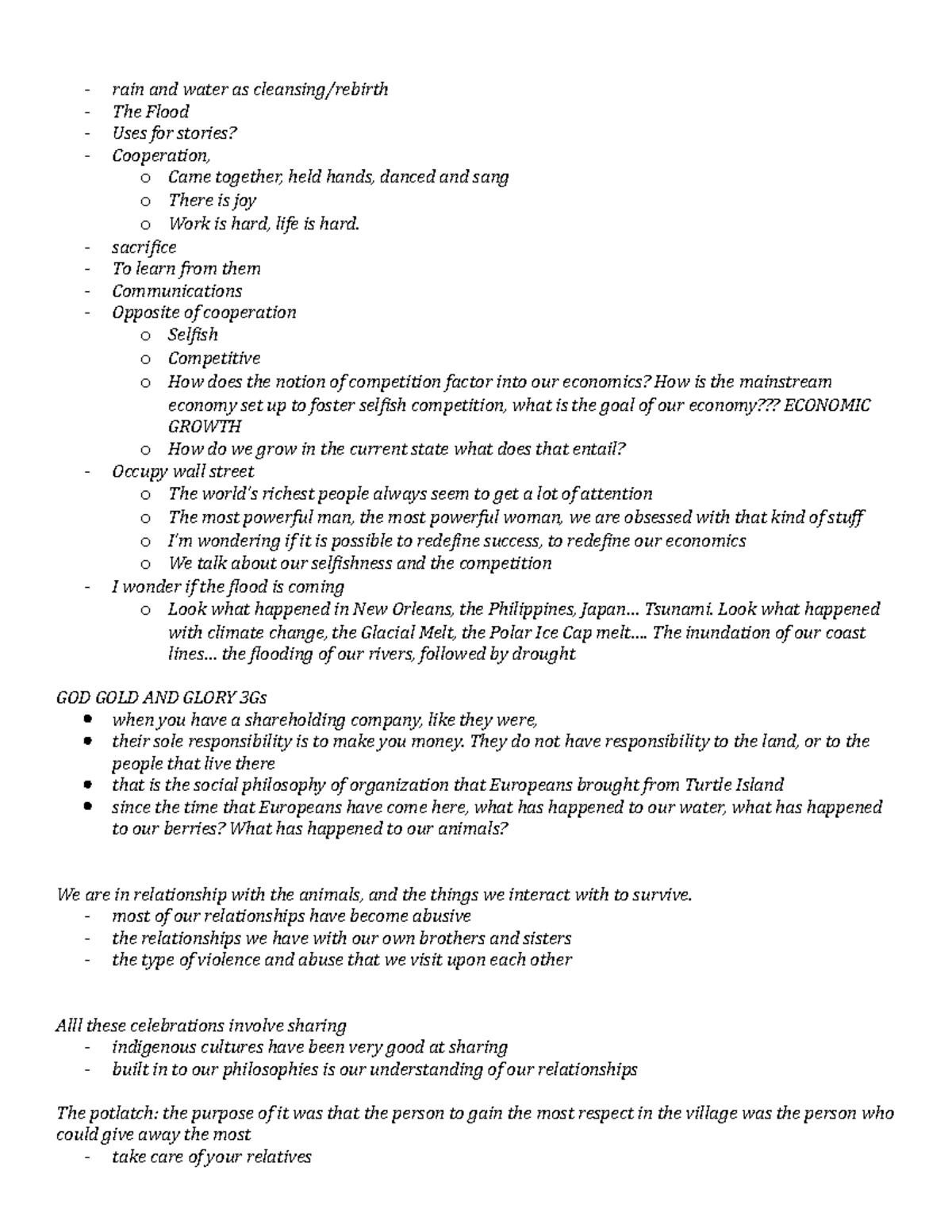 Indigenous lecturenotes 2 - rain and water as cleansing/rebirth The ...