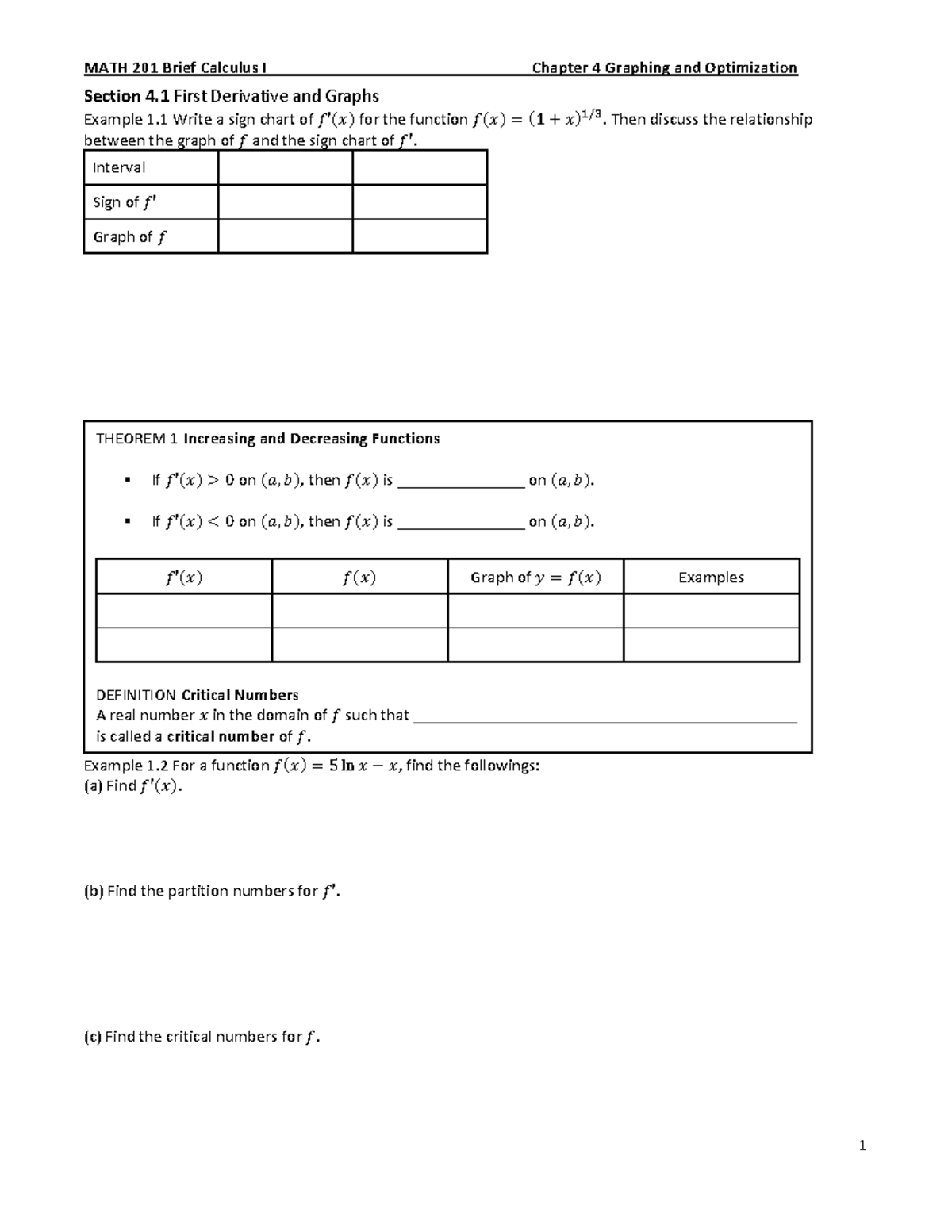 Chapter 4 Guided Note - Graphing and Optimization notes - MATH 201 ...