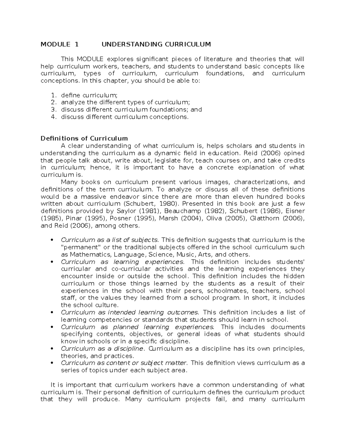 Prof Ed 9 MOD 1 - MODULE 1 UNDERSTANDING CURRICULUM This MODULE ...