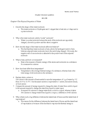 Chapter 6 Analysis Questions - Chapter 6 Analysis Questions Why does ...