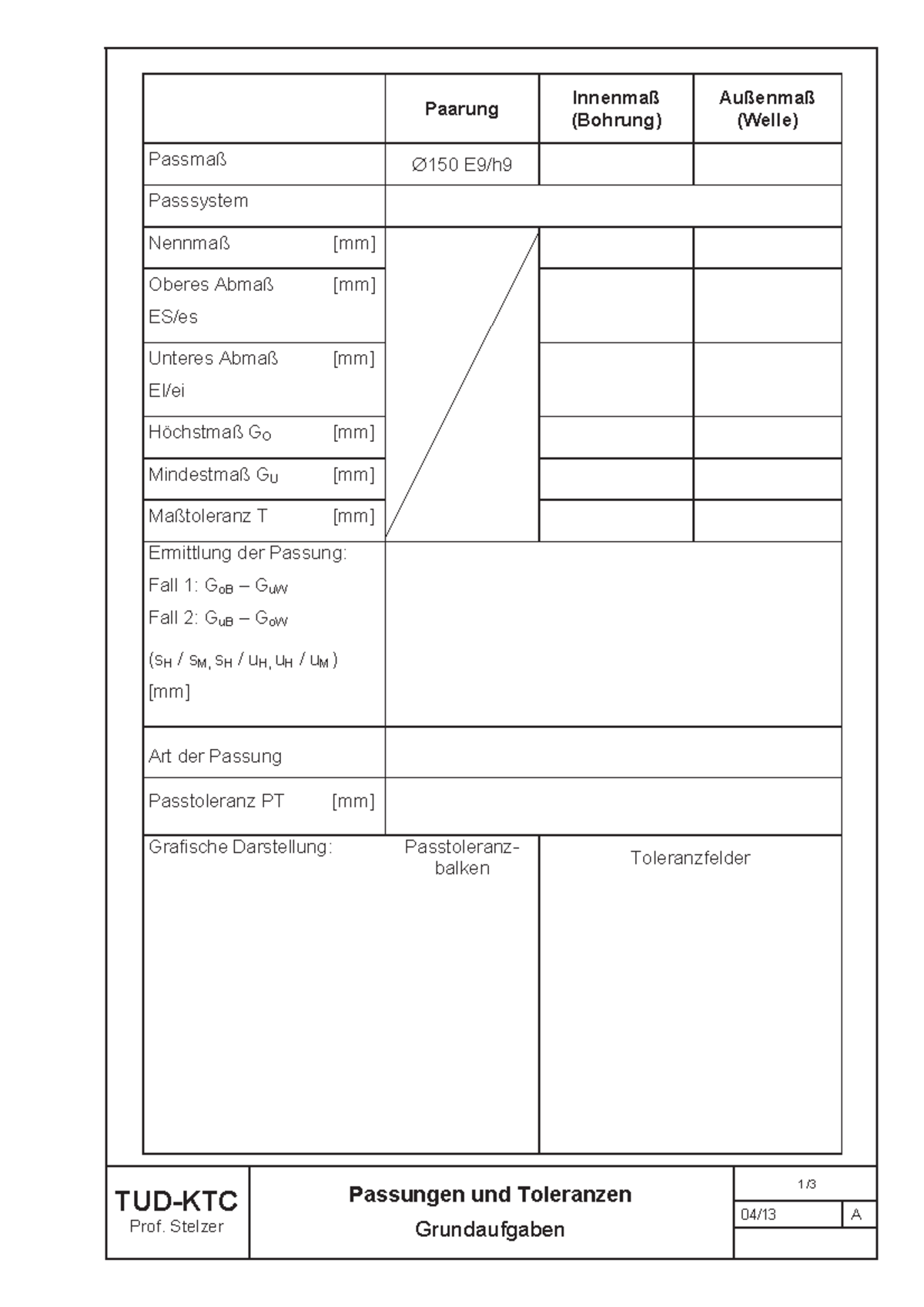 Ü3 Aufgabenstellung Passungen - TUD-KTC Prof. Stelzer Passungen und ...