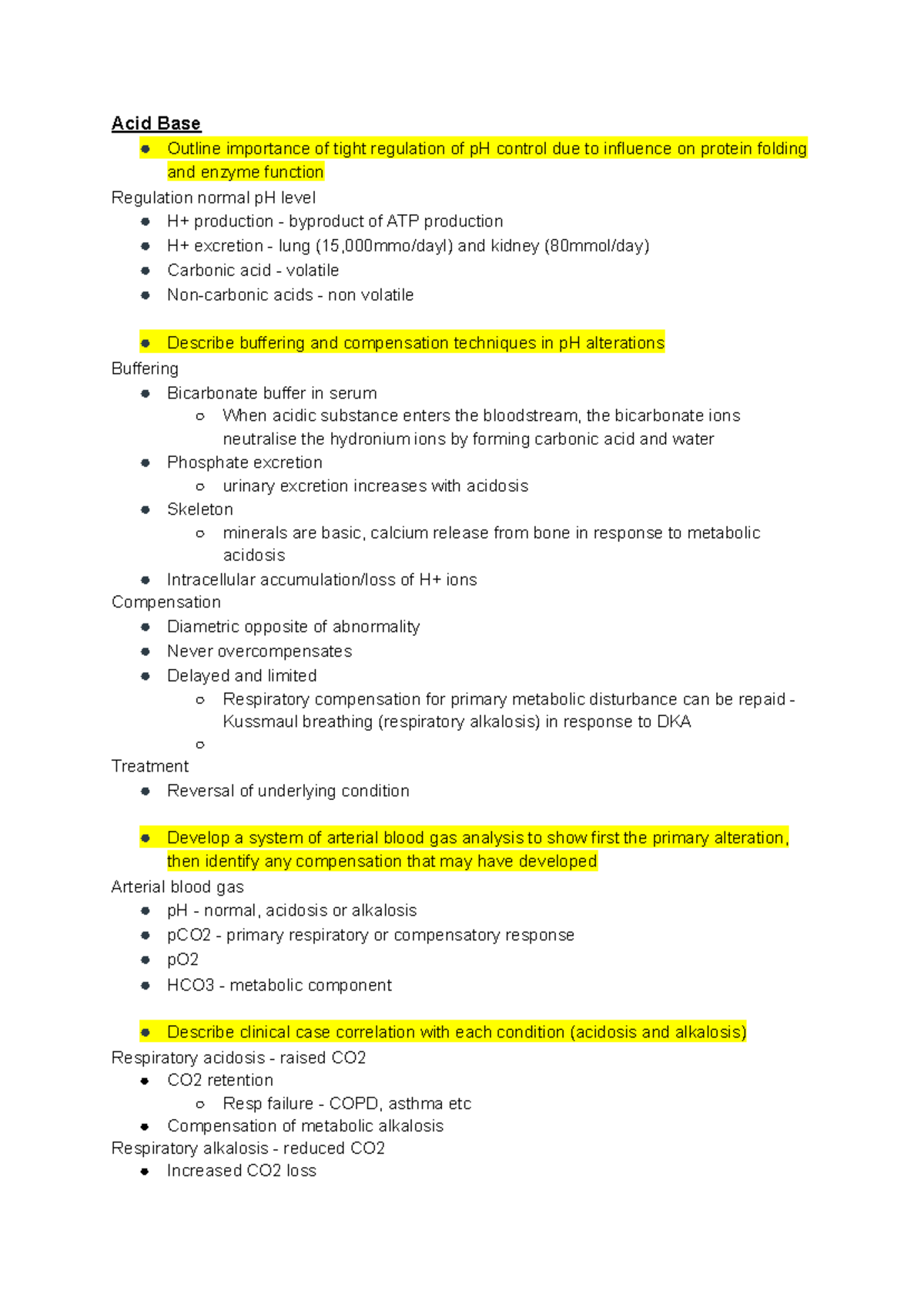 T year Acid Base IOD lecture - Acid Base Outline importance of tight ...