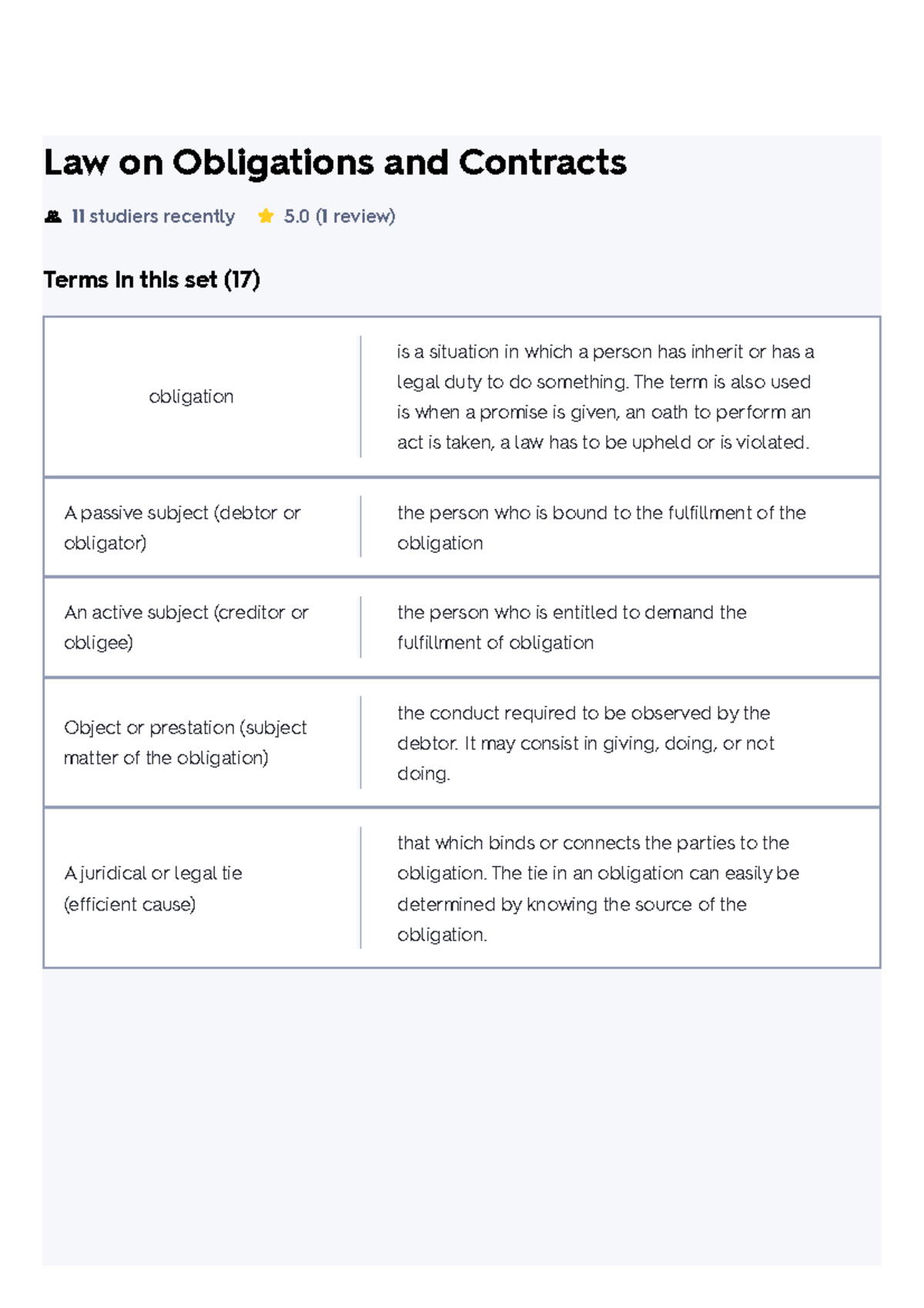 Law on Obligations and Contracts Flashcards - Law on Obligations and ...