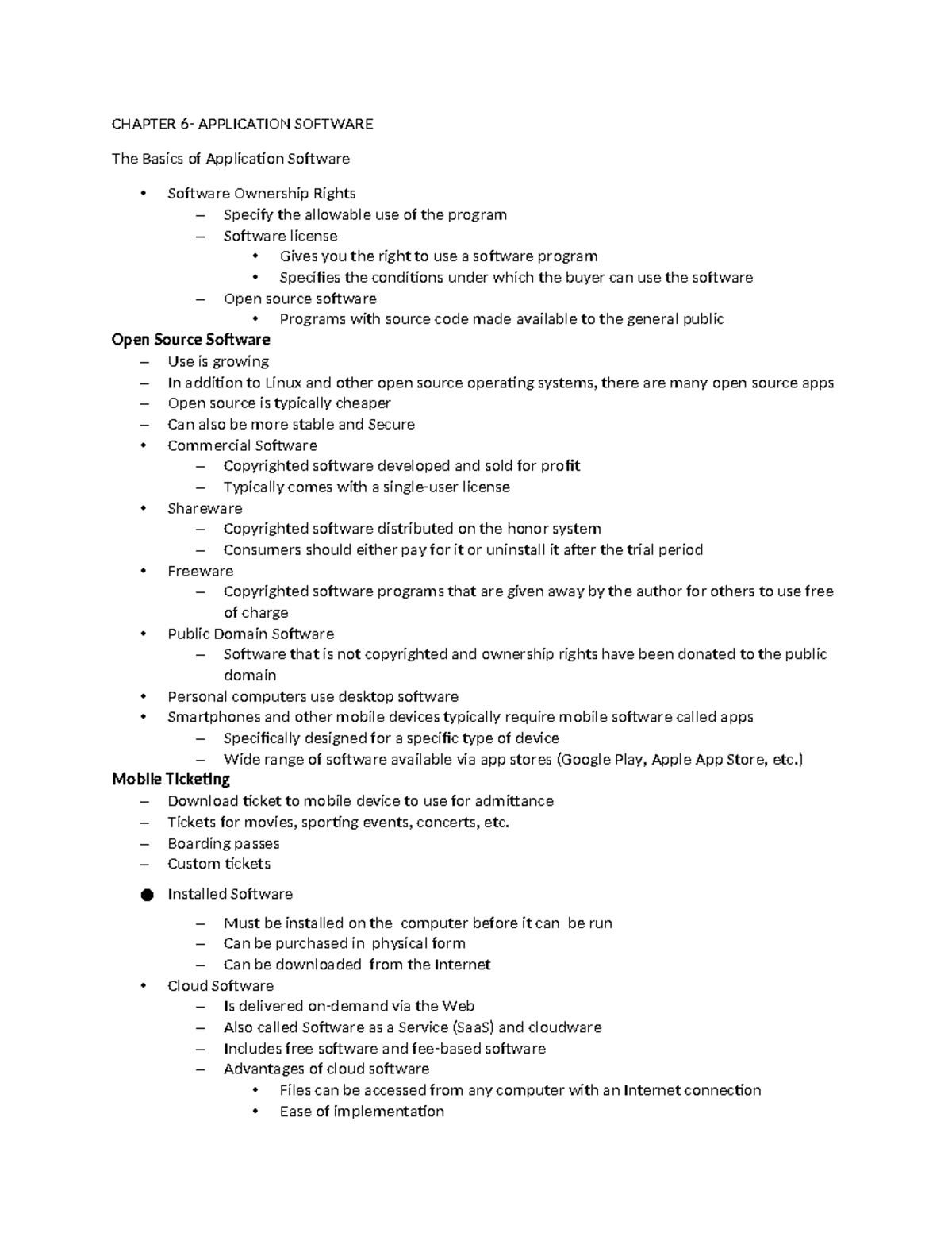 Chapter 6-App software - CHAPTER 6- APPLICATION SOFTWARE The Basics of Application Software ...
