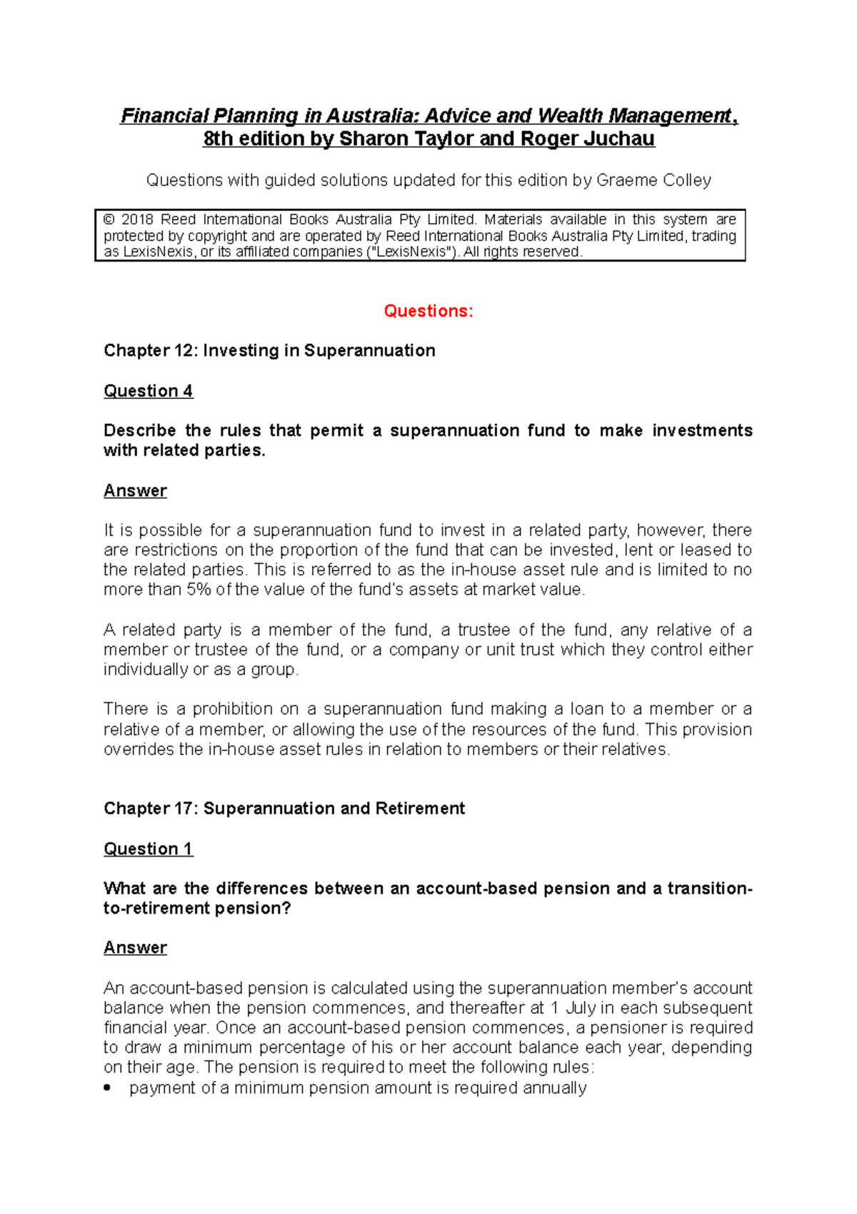 Solutions For Week 10 Tutorial (revised) - FINS3630 - UNSW Sydney - Studocu