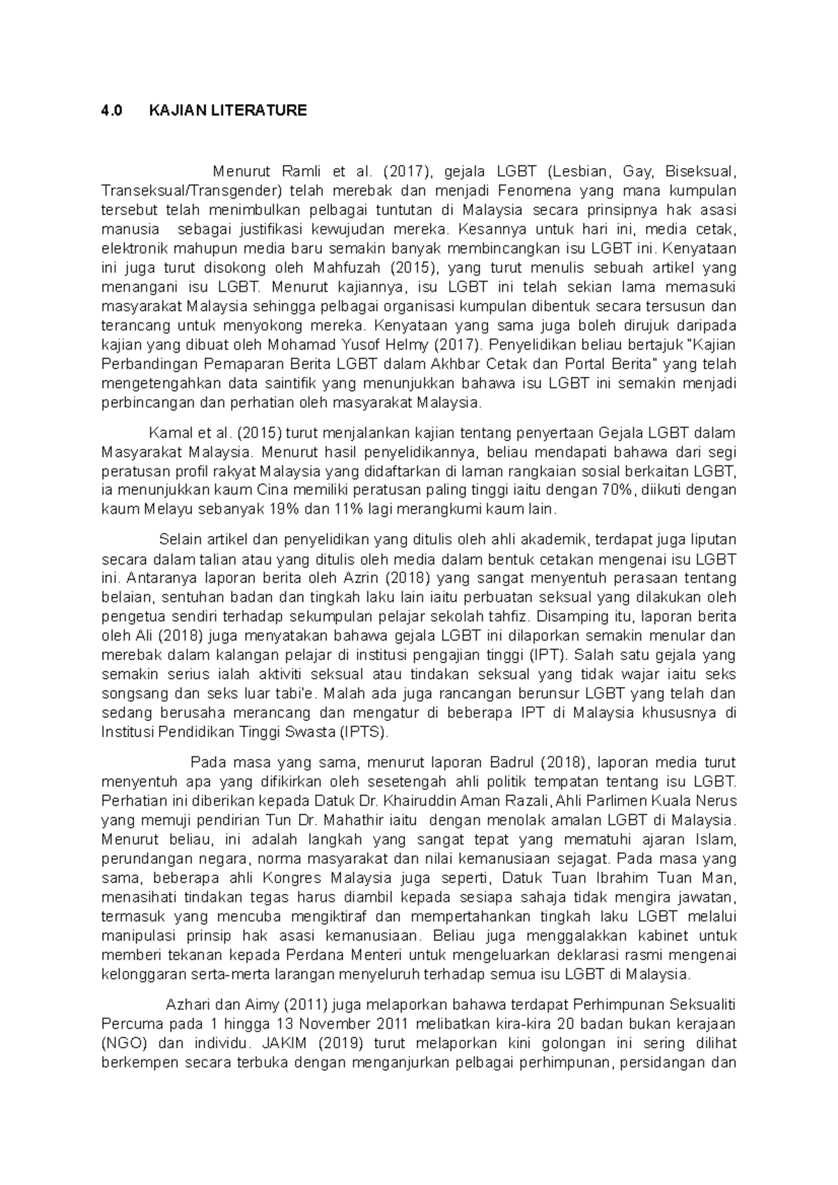 LGBT- kajian literature - 4 KAJIAN LITERATURE Menurut Ramli et al ...