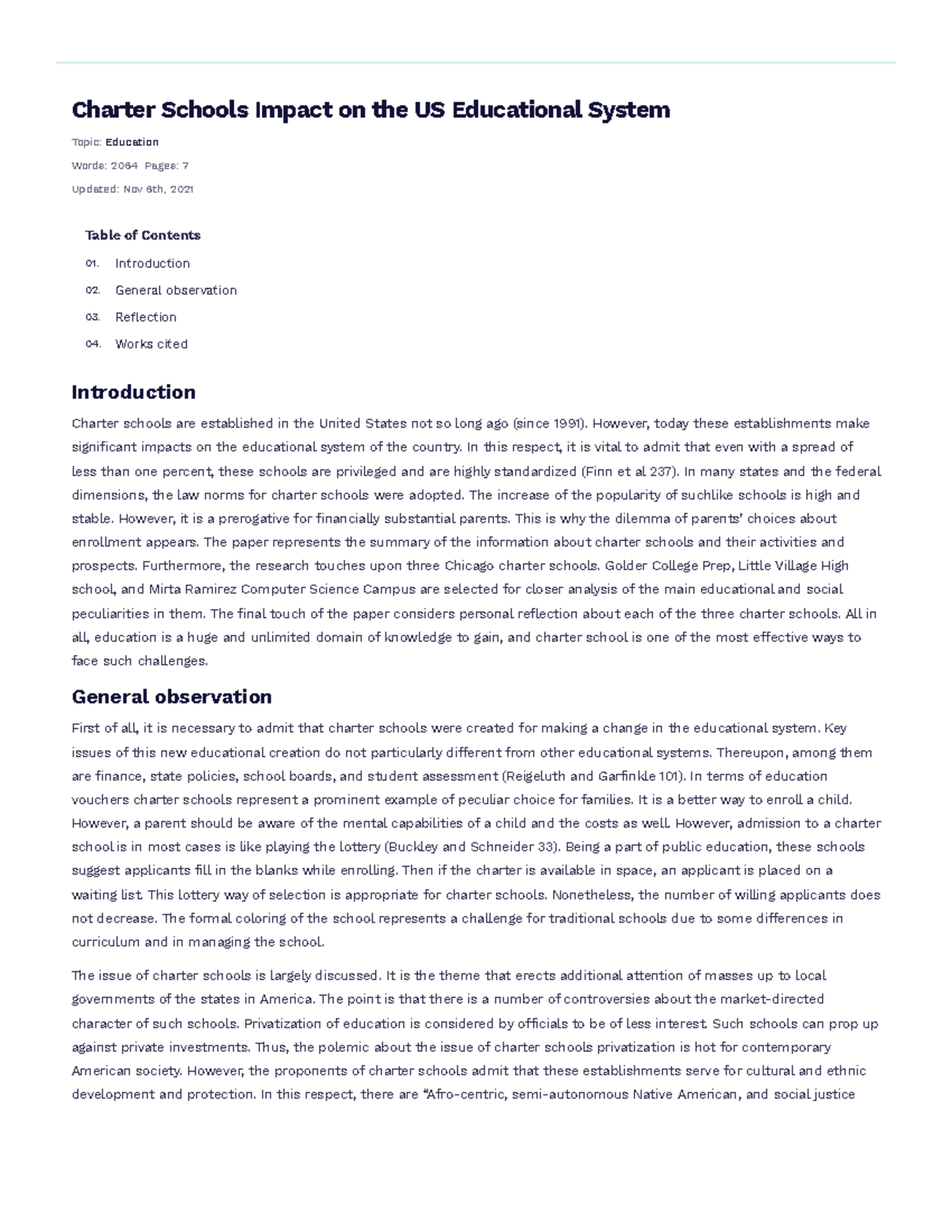 Charter Schools Impact on the US Educational System Free Essay Example ...