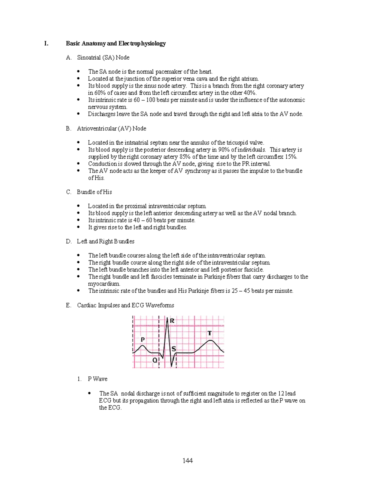 Basic EKG Reading - I. Basic Anatomy and Electrophysiology A ...