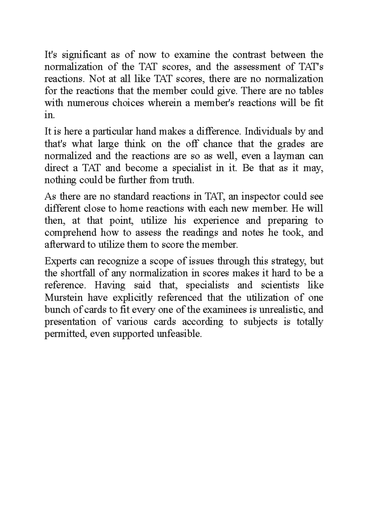 Thematic Apperception Test 4 - It's significant as of now to examine ...