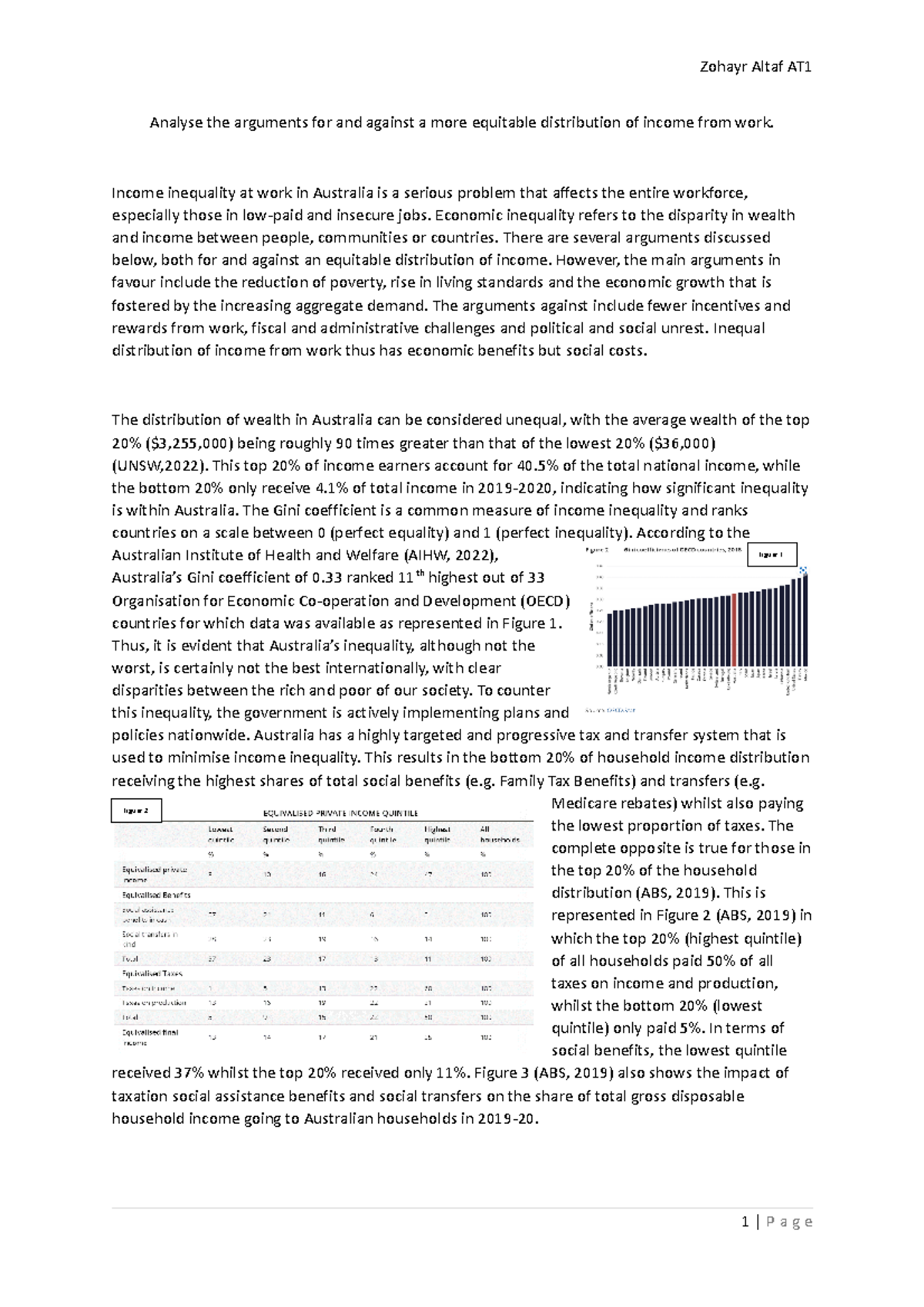 Analyse the arguments for and against a more equitable distribution of ...
