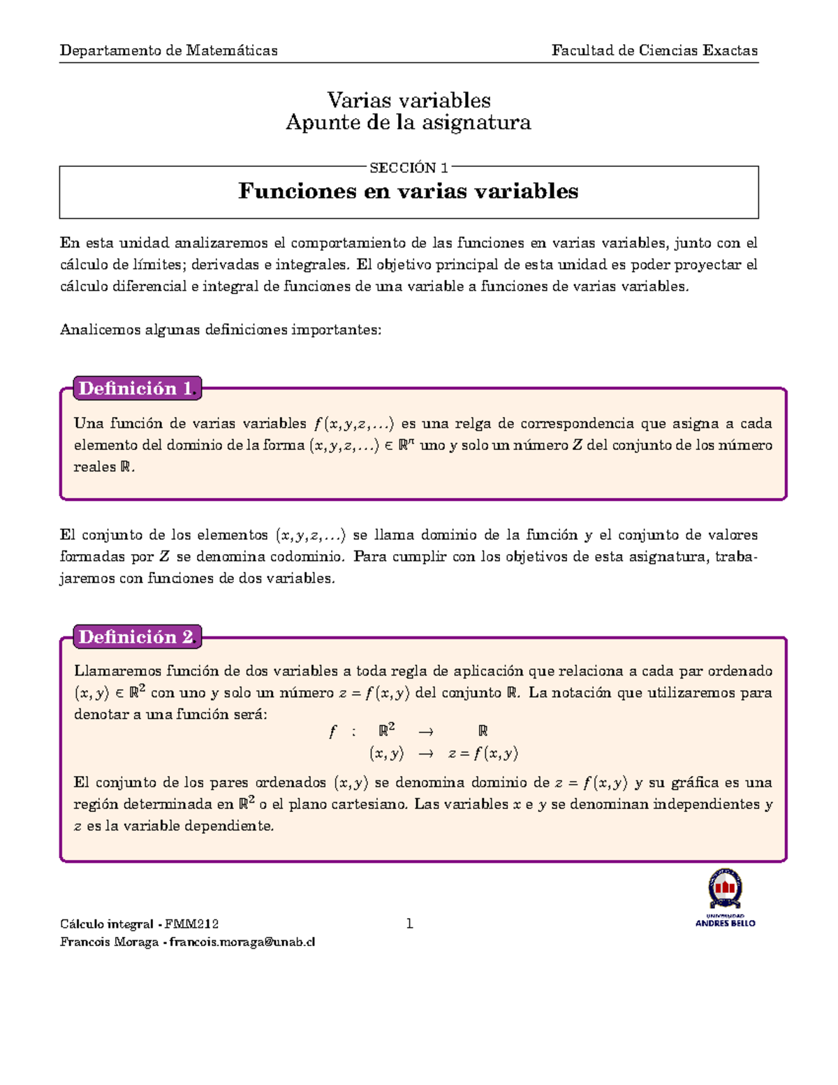 Apunte Varias variables - Varias variables Apunte de la asignatura ...
