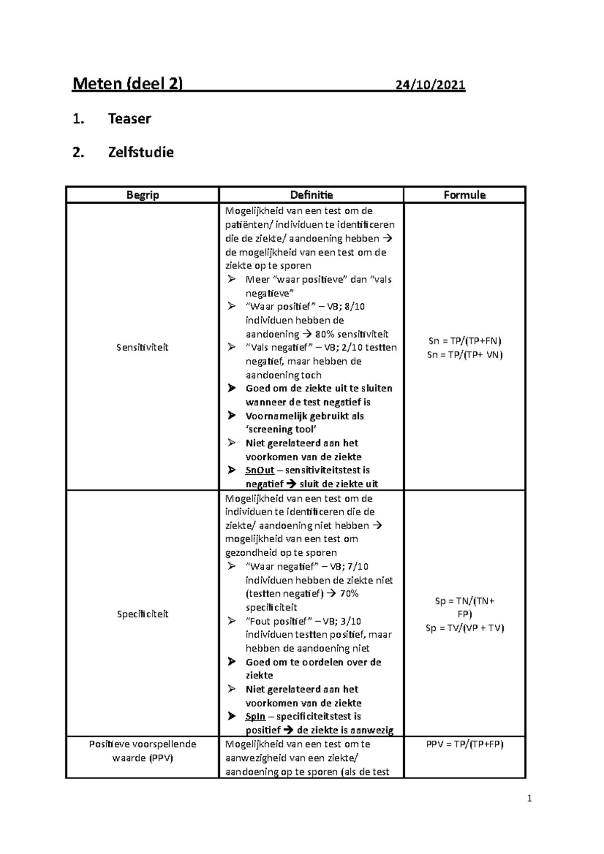 Meten deel 2 - Meten (deel 2) 24/10/ 1. Teaser 2. Zelfstudie Begrip ...