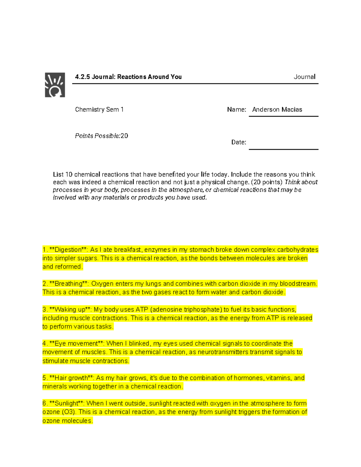 4.2.5 oknesswen - 4.2 Journal: Reactions Around You Journal Chemistry ...