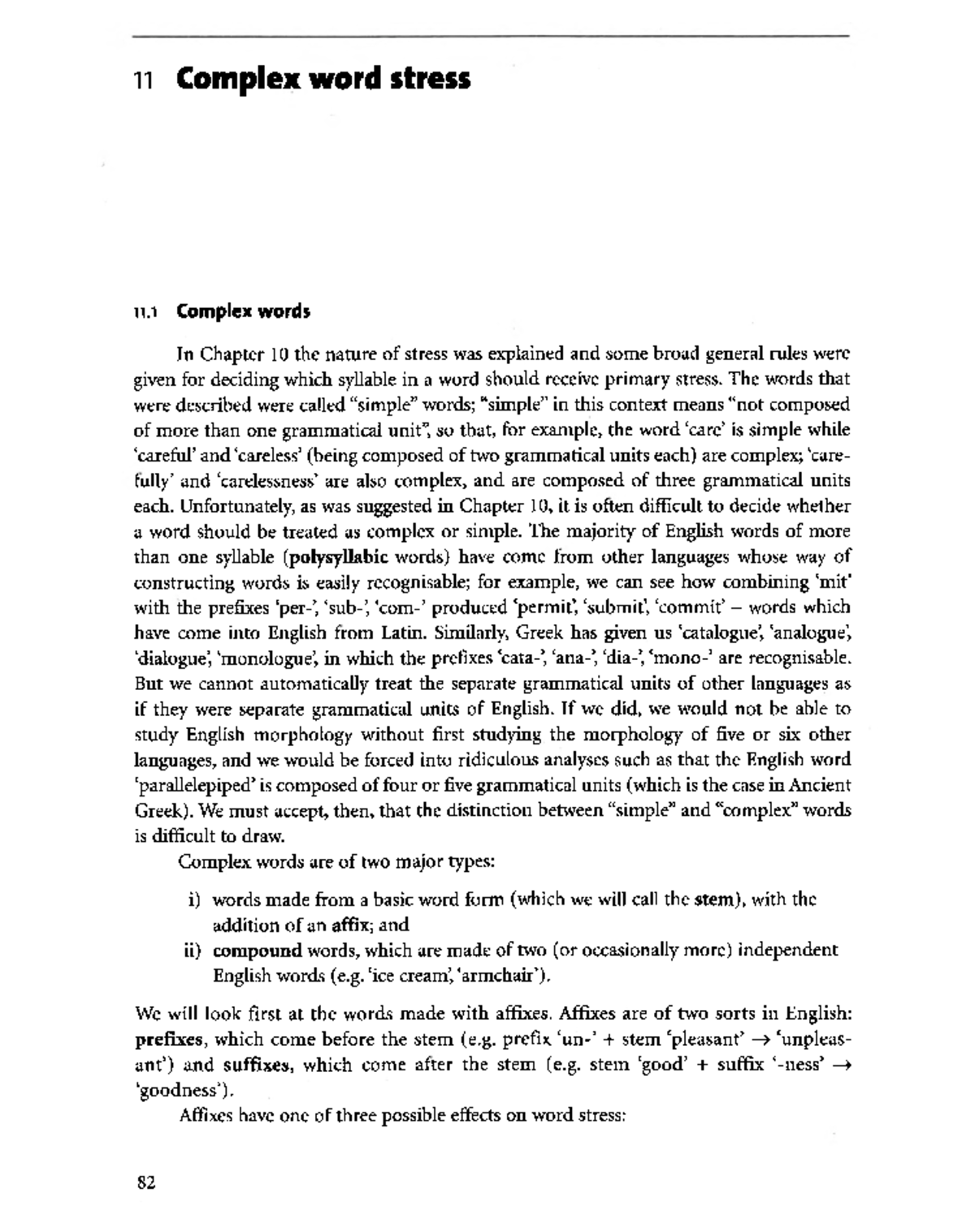 Phonology - Part 3 - ...... - ii Complex word stress 11 Complex words In Chapter 10 the nature ...
