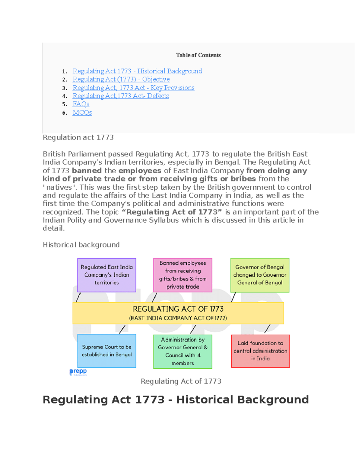 British Parliament passed Regulating Act - The Regulating Act of 1773 ...