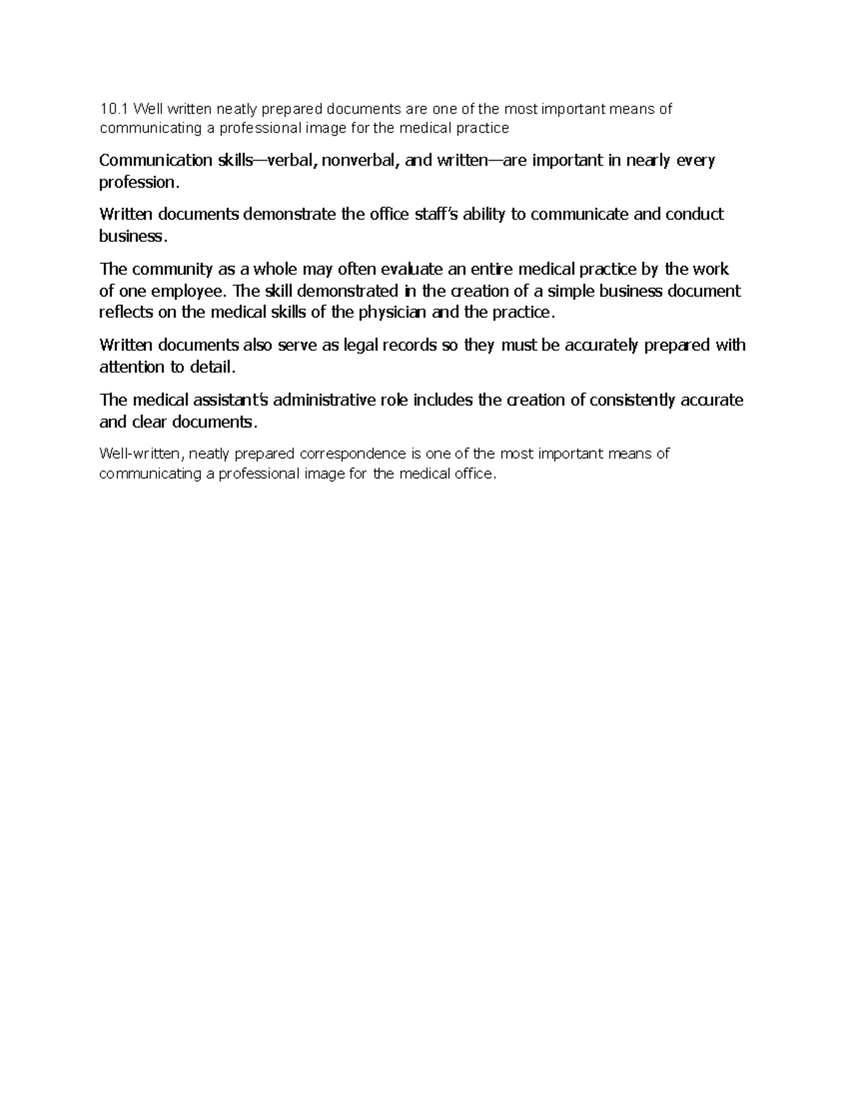 Summary notes on 10.1 Well written neatly prepared documents are one of ...