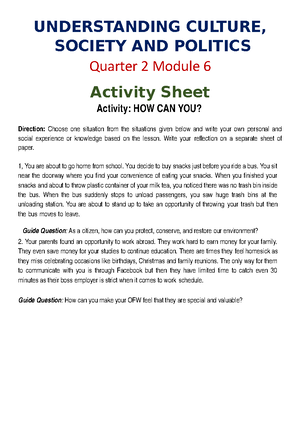 Most essential topics and melcs for ucsp - MOST ESSENTIAL TOPICS (MET ...