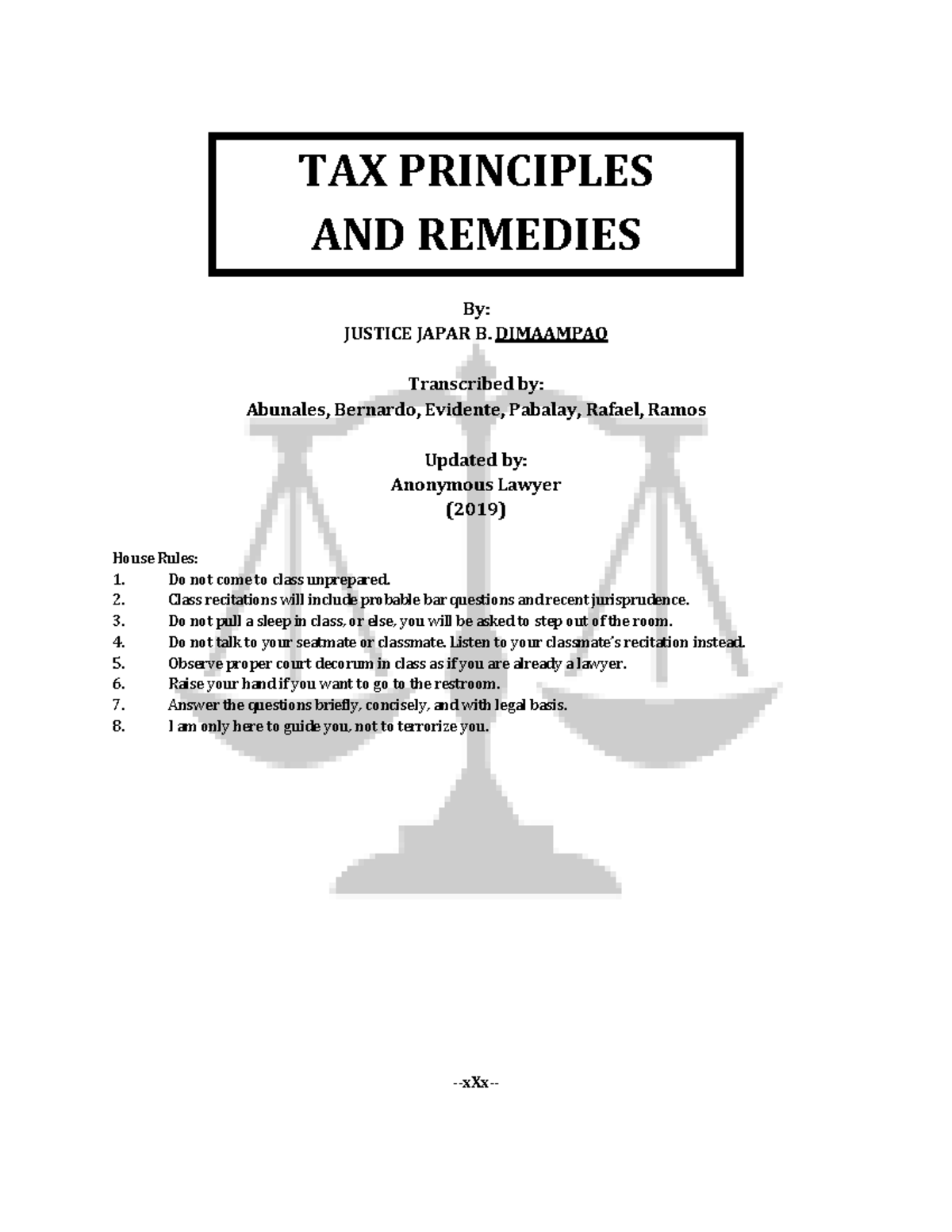 Dimaampao Tax Rem - TAX PRINCIPLES AND REMEDIES By: JUSTICE JAPAR B ...
