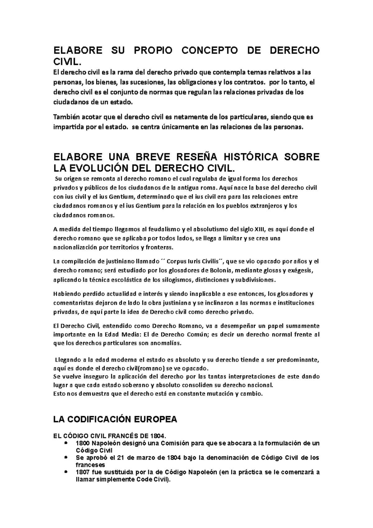 Elabore su propio concepto de Derecho Civil piscoya - ELABORE SU PROPIO ...