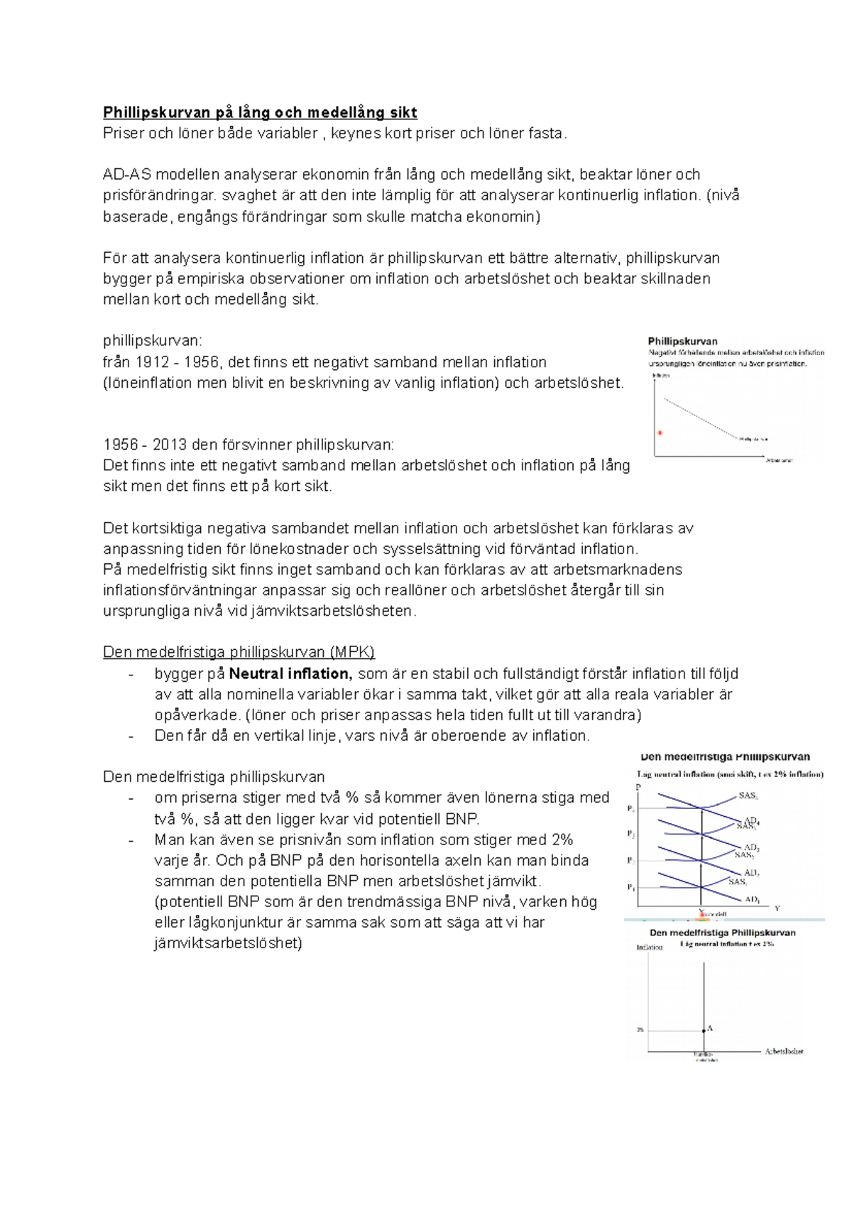 F9 - Phillipskurvan på lång och medellång sikt - Phillipskurvan på lång ...
