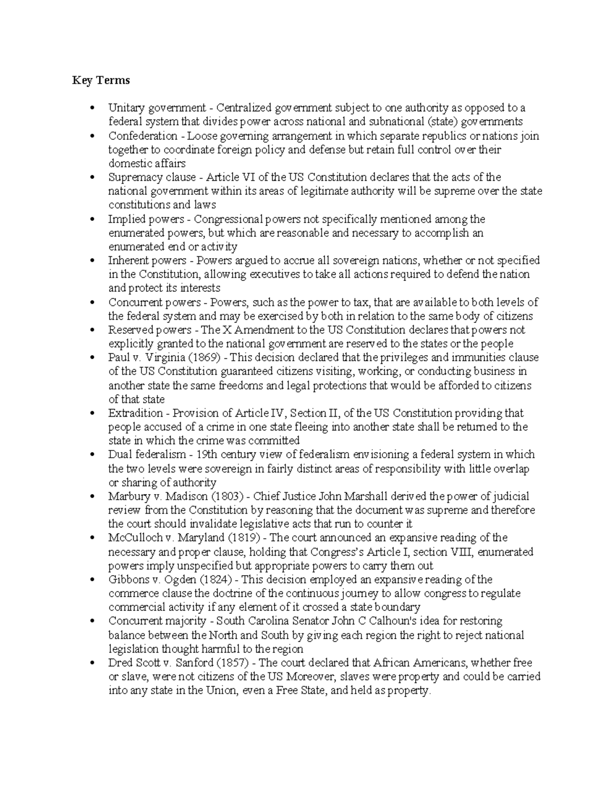 Intro to american government ch3 - Key Terms Unitary government ...