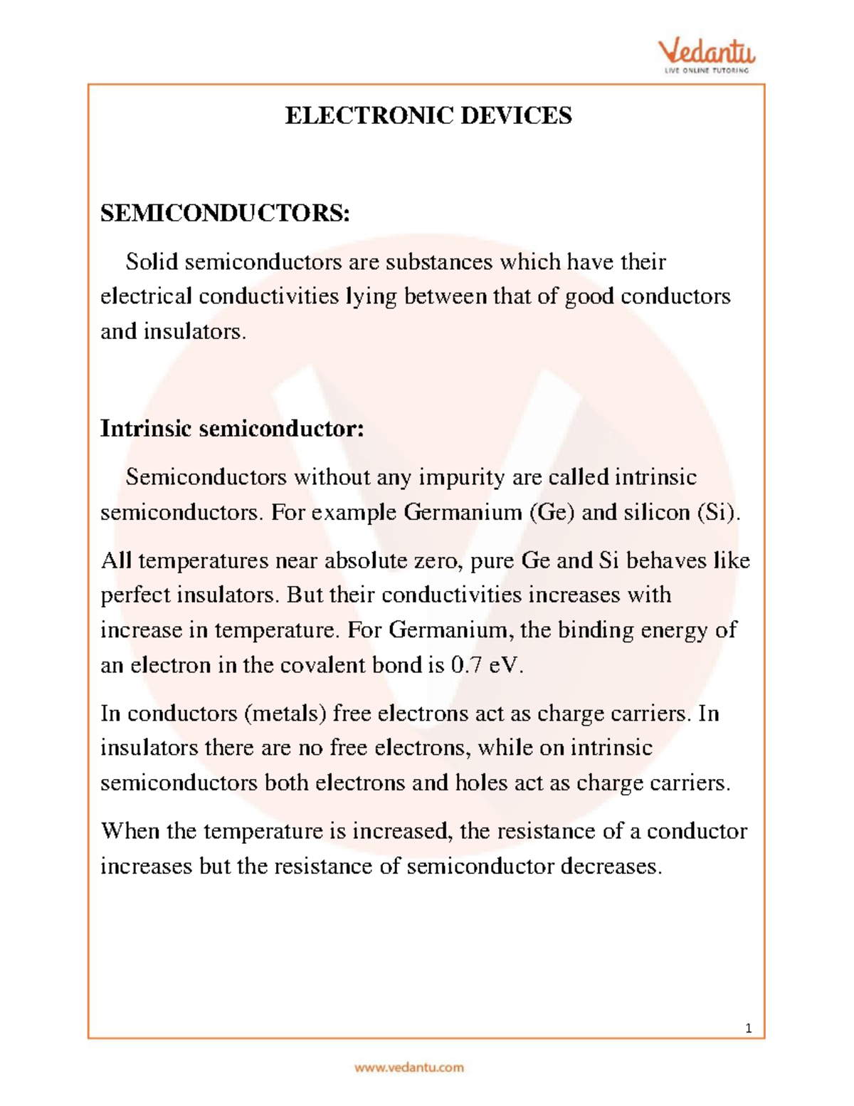 JEE Main 2023 Electronic Devices Revision Notes - Free PDF Download ...