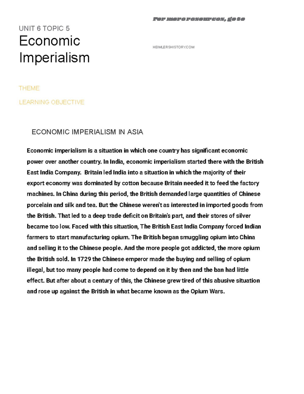 AP World Unit 6 Topic 5 Noteguides - UNIT 6 TOPIC 5 Economic ...