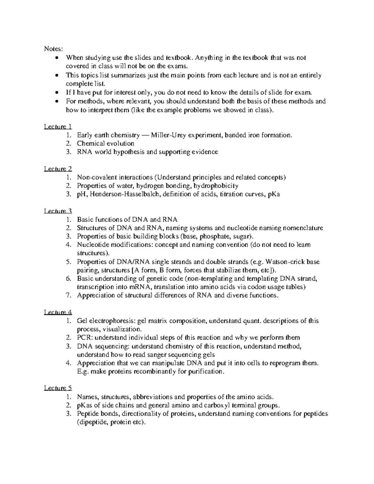 Exam 1 Review Topics - Notes: - When studying use the slides and ...