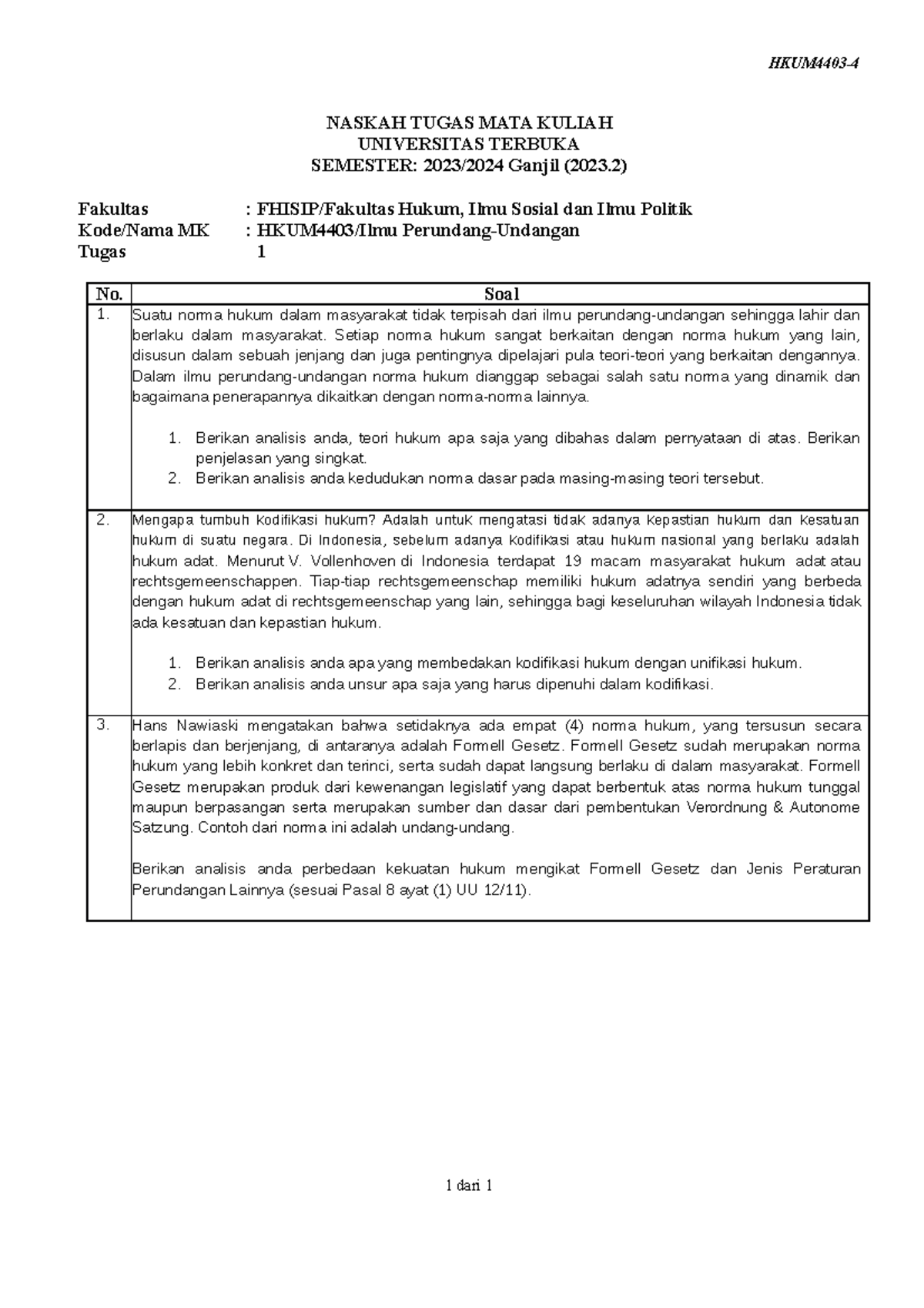Soal hkum4403 tmk1 4 - Hukum - HKUM4403- NASKAH TUGAS MATA KULIAH UNIVERSITAS TERBUKA SEMESTER ...