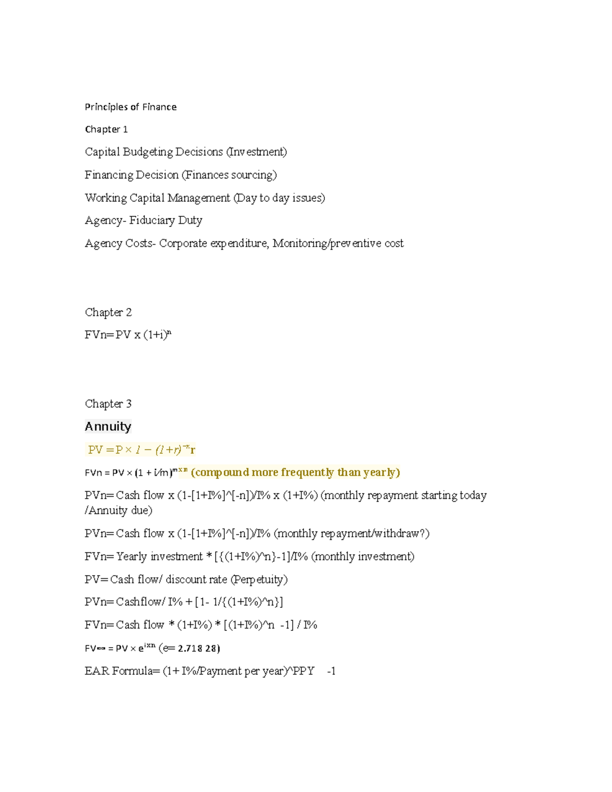 Principles of Finance Notes - Blaw241 - Studocu
