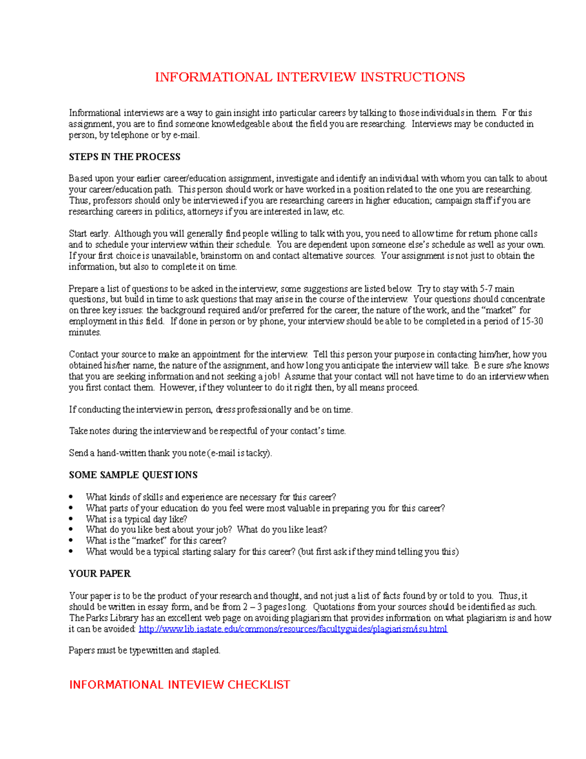 Info interview - I NFORMATI ONALI NTERVI EW I NSTRUCTI ONS ...