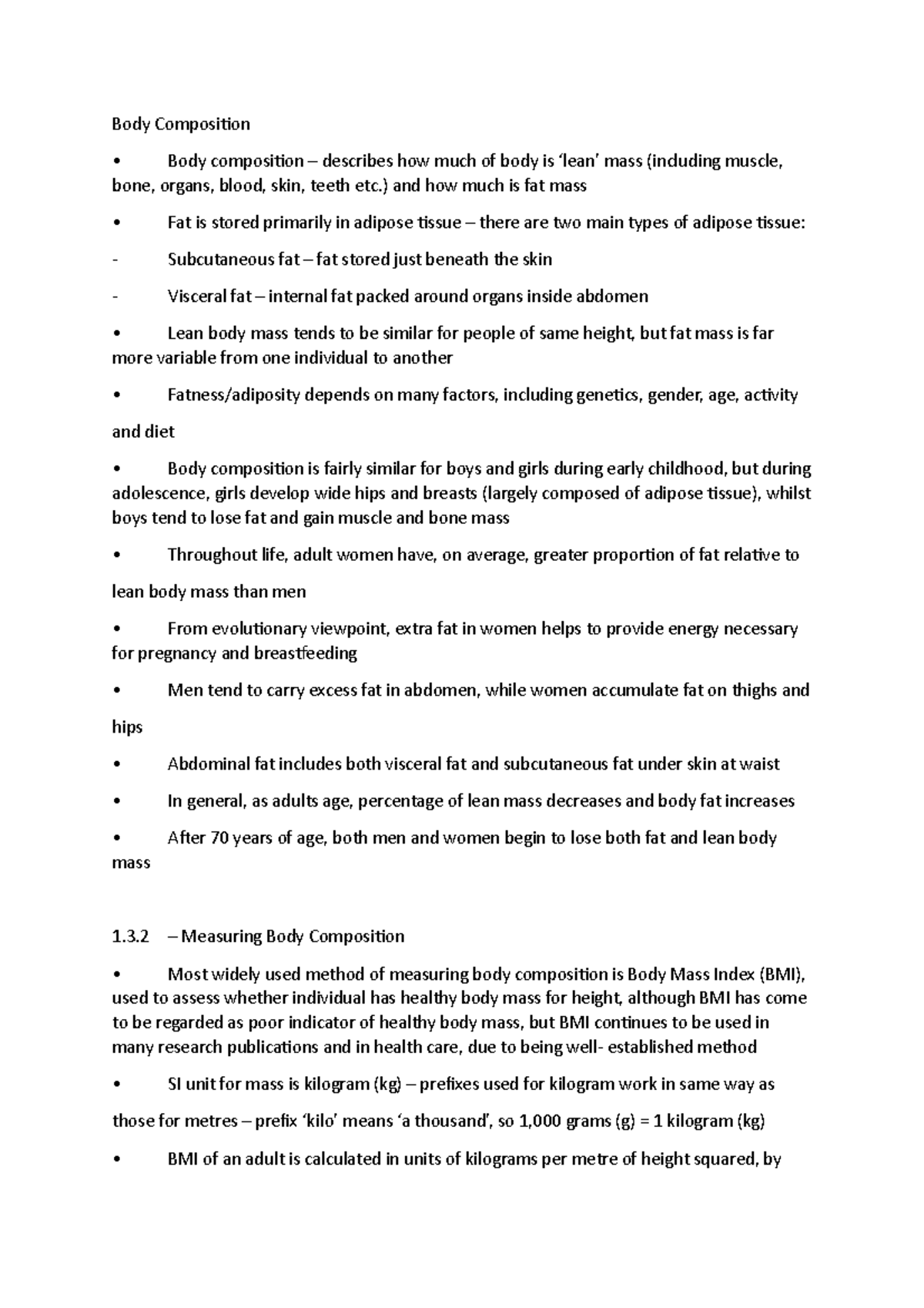 Section 1 – Nutrition in a Changing World - part 3 - Body Composition ...
