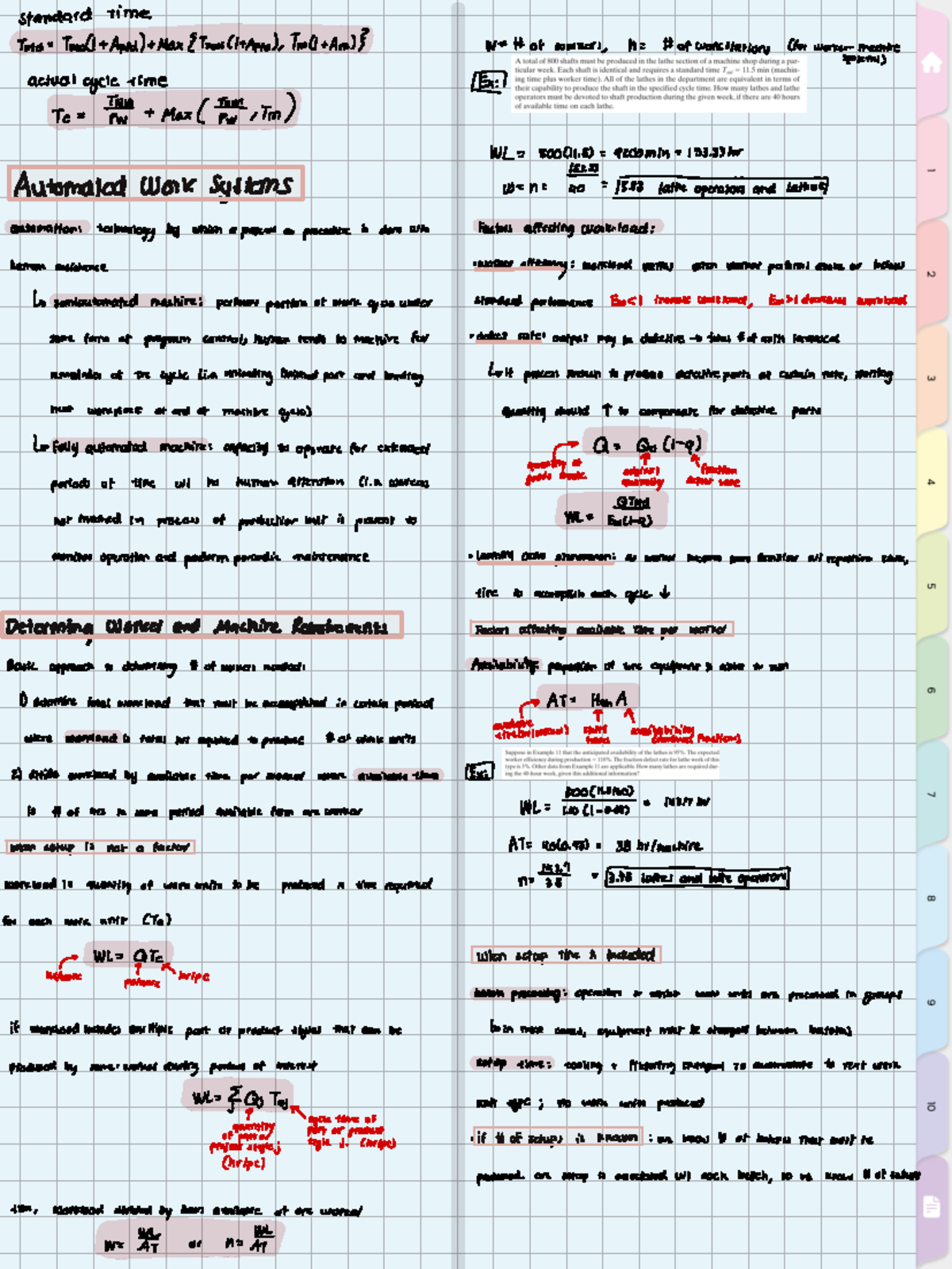 Ise 131 Notes 3 - standard time Tsta = Tnu(l + Apfd) + Max [Tnwi (l ...